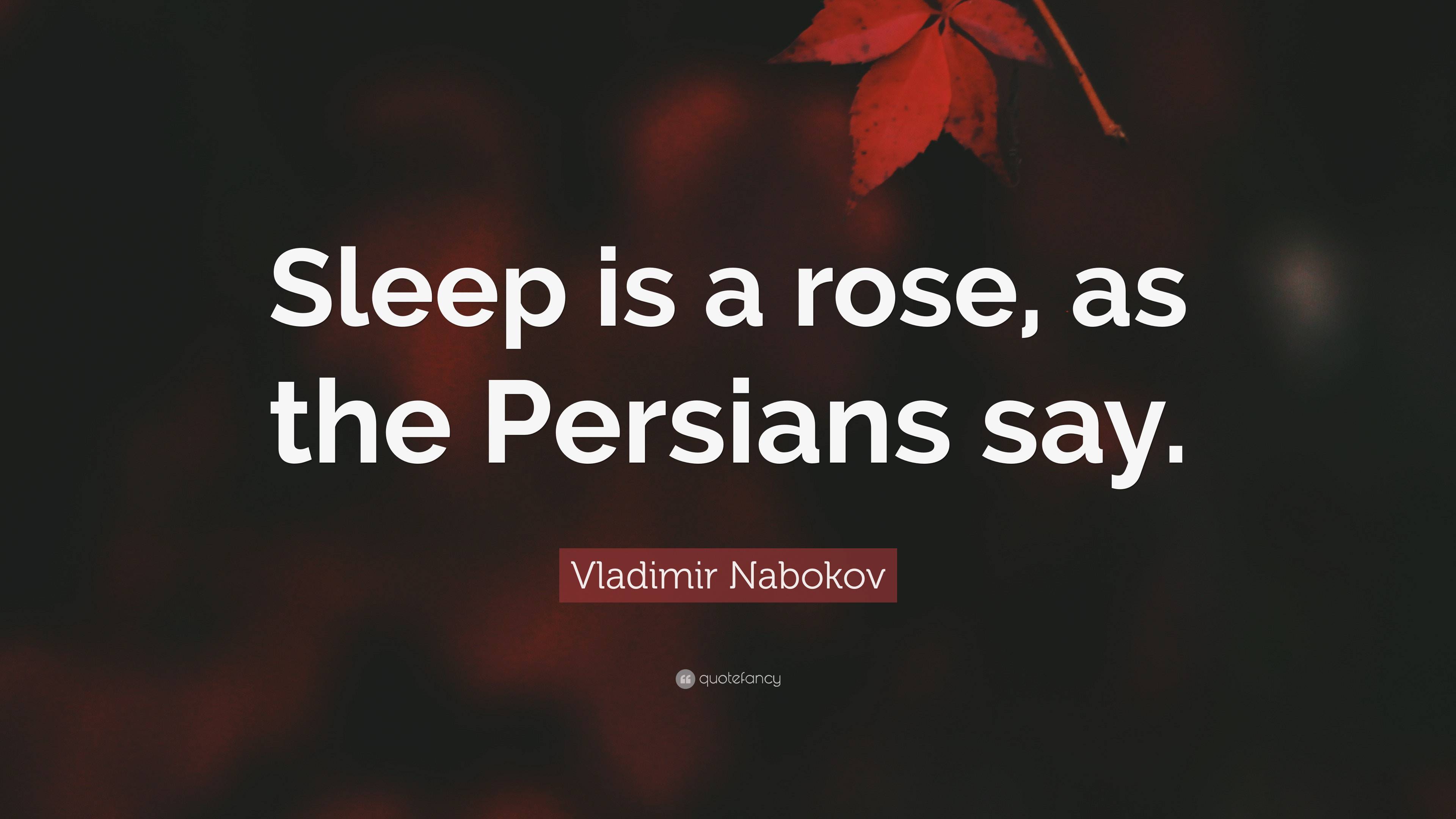 Vladimir Nabokov Quote: “Sleep is a rose, as the Persians say.”