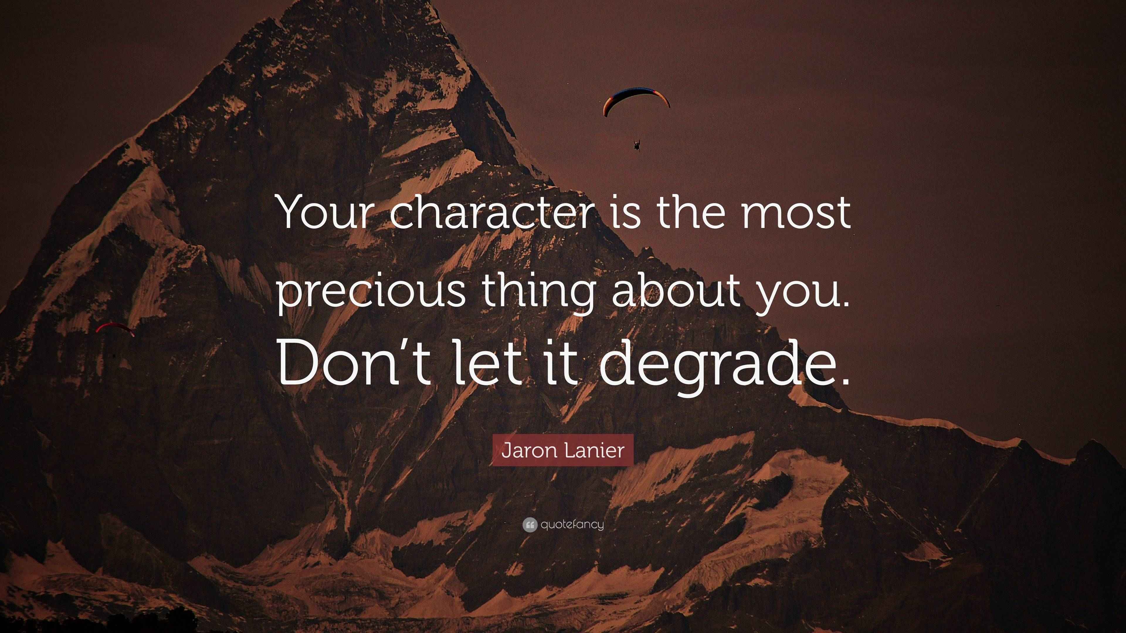 Jaron Lanier Quote: “Your character is the most precious thing about ...