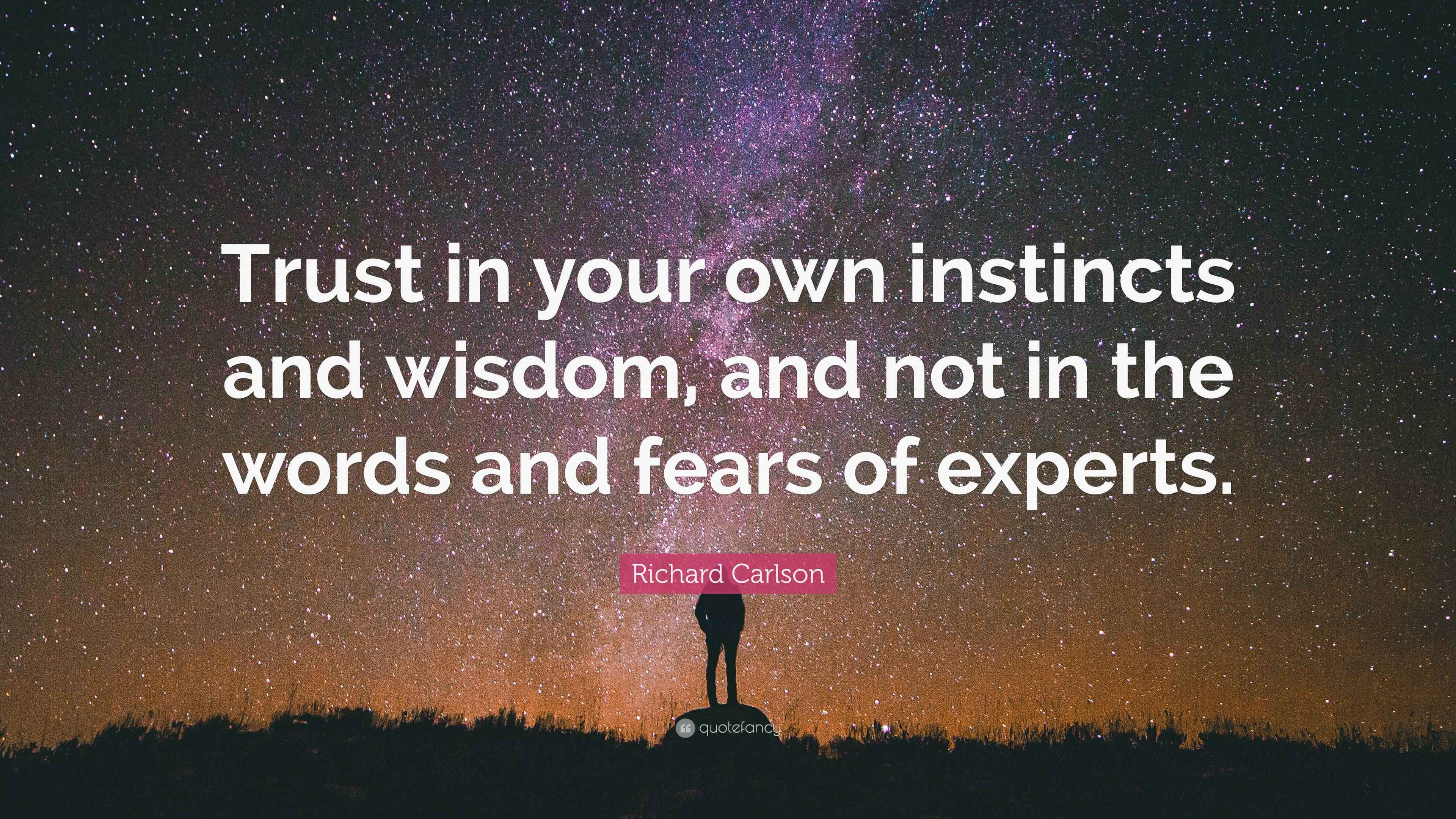 Richard Carlson Quote: “Trust in your own instincts and wisdom, and not ...