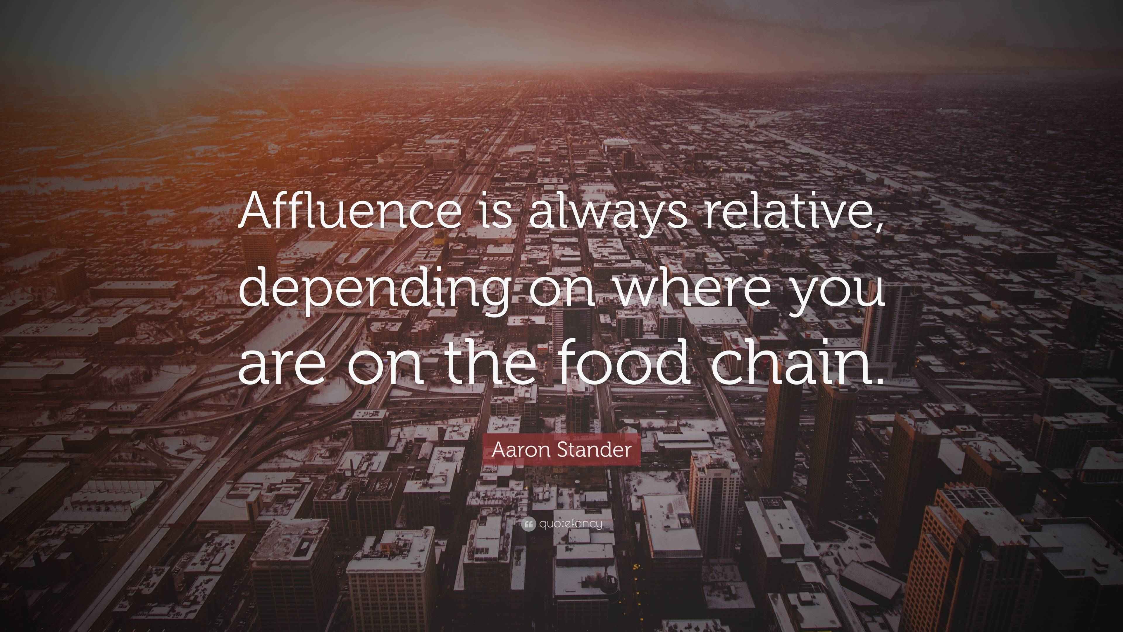 Aaron Stander Quote: “Affluence is always relative, depending on where ...