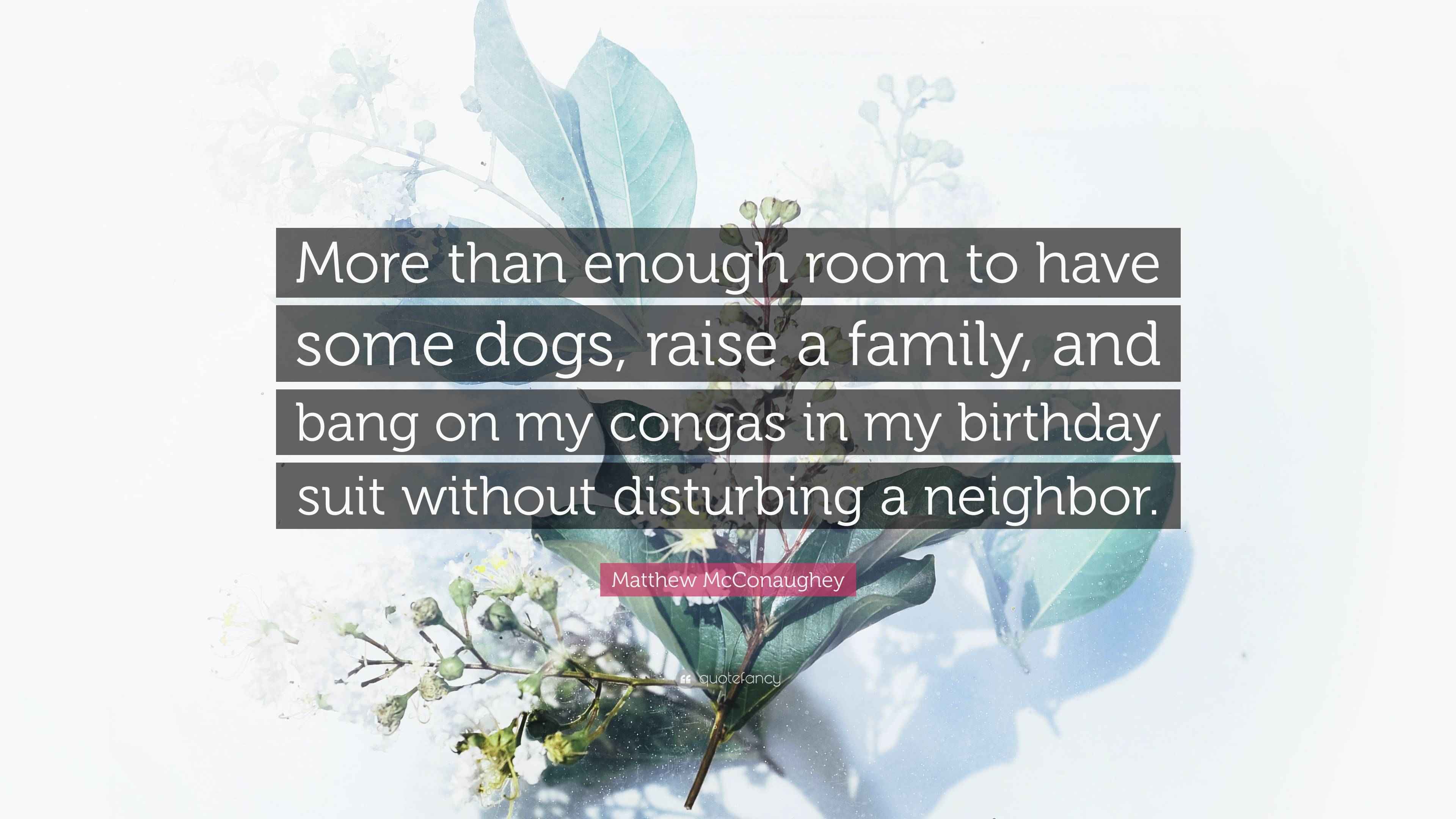 Matthew McConaughey Quote: “More than enough room to have some dogs ...