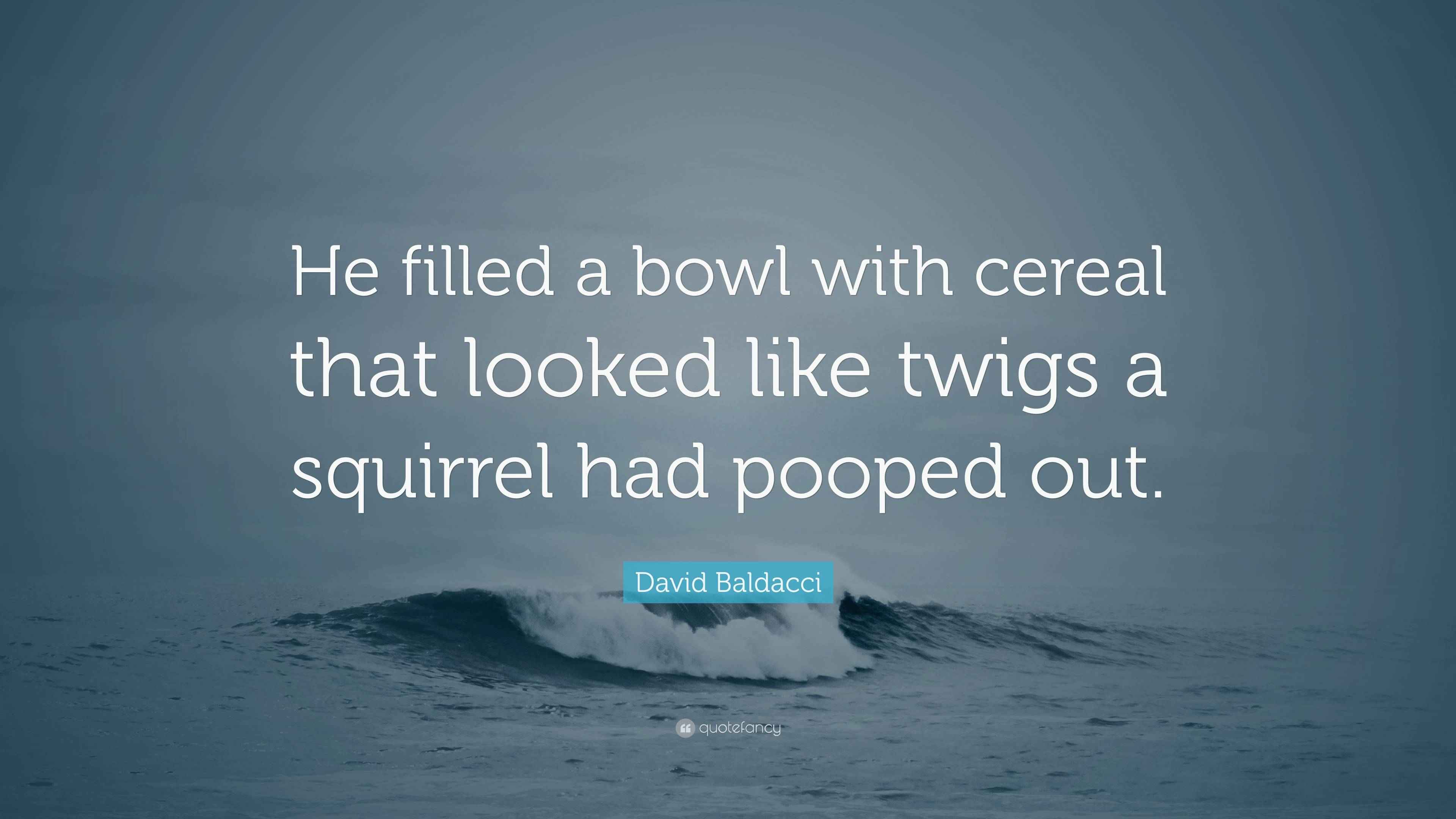 David Baldacci Quote: “He filled a bowl with cereal that looked like ...