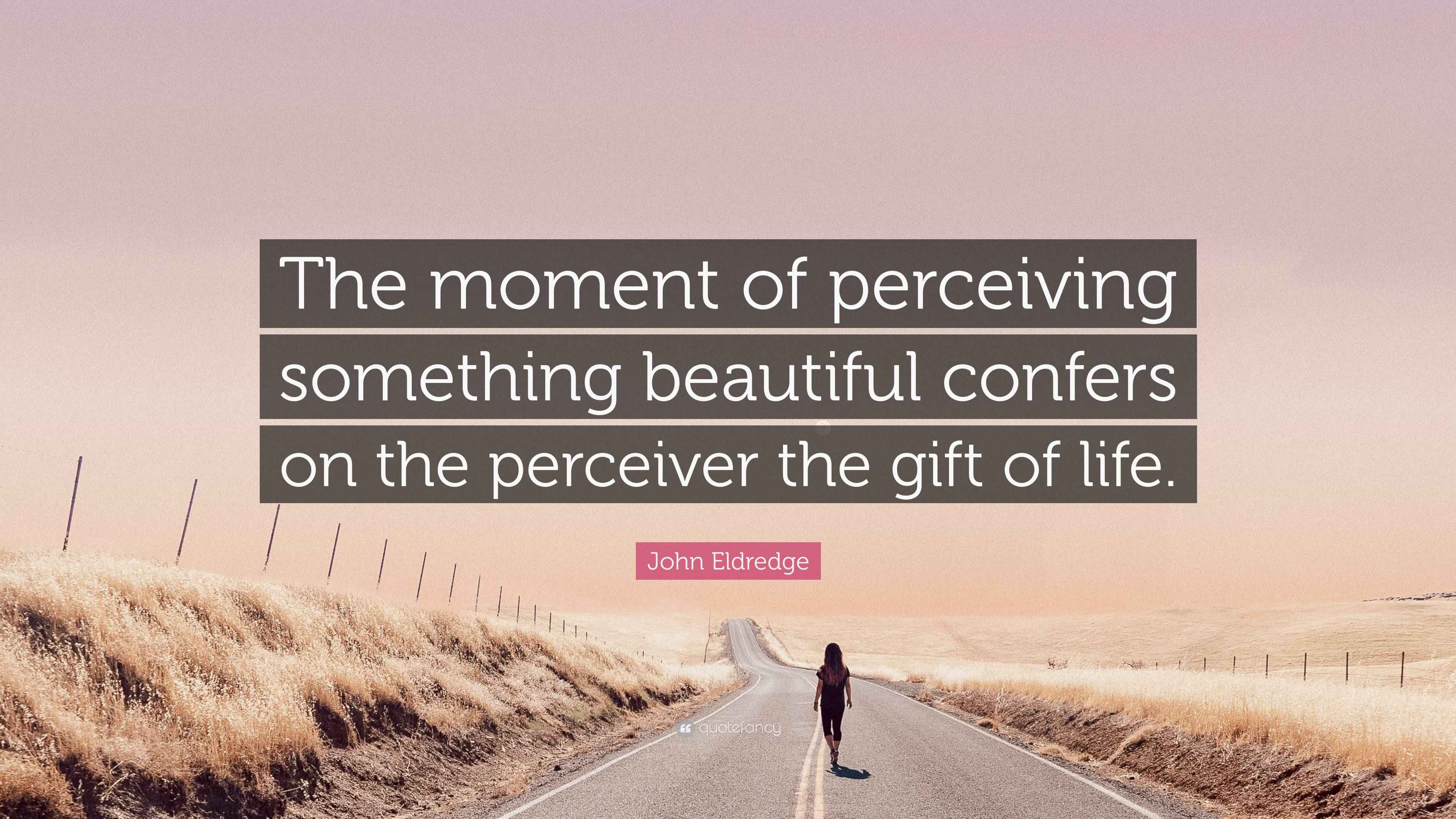 John Eldredge Quote: “The moment of perceiving something beautiful ...