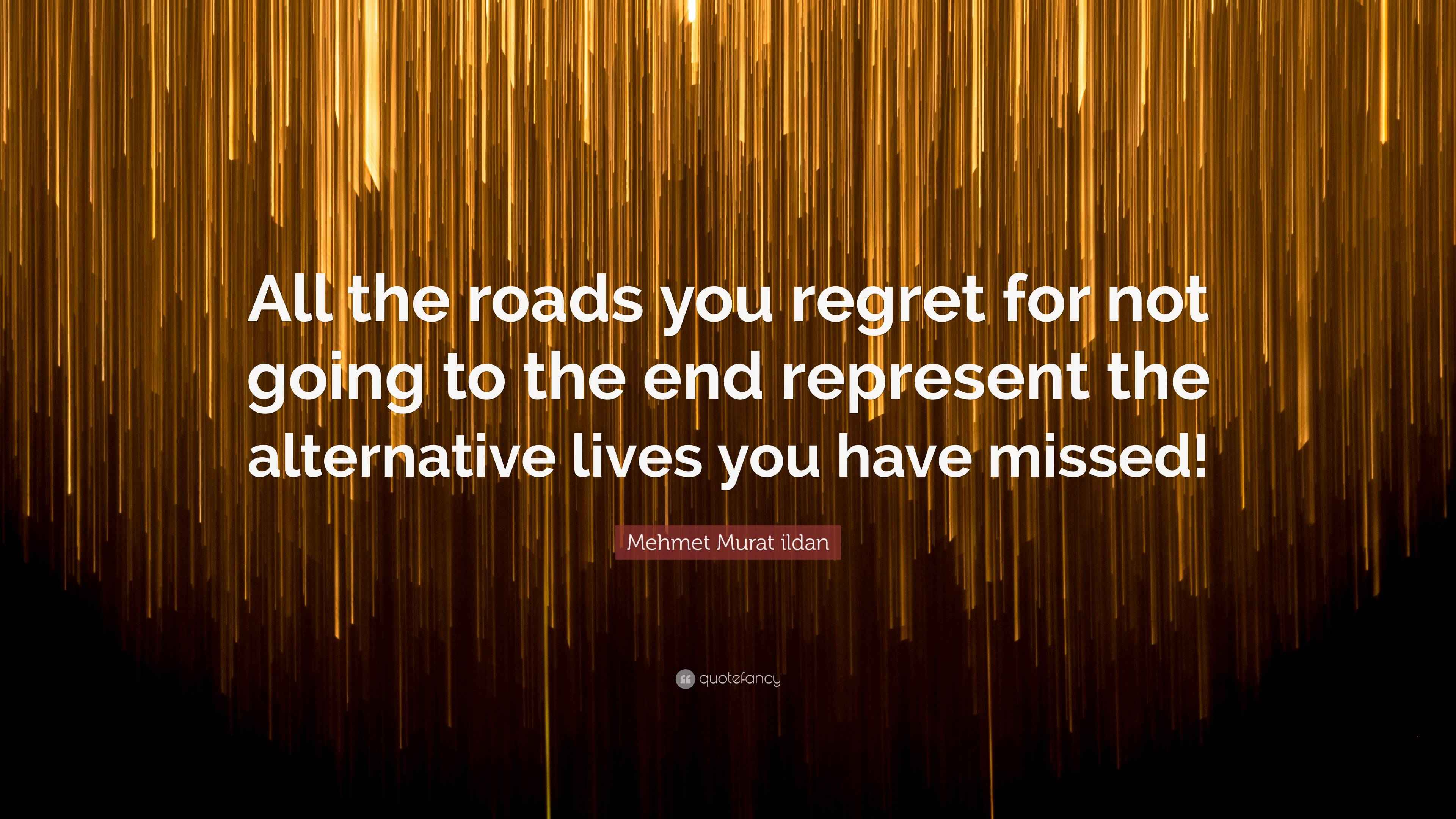 Mehmet Murat ildan Quote: “All the roads you regret for not going to ...