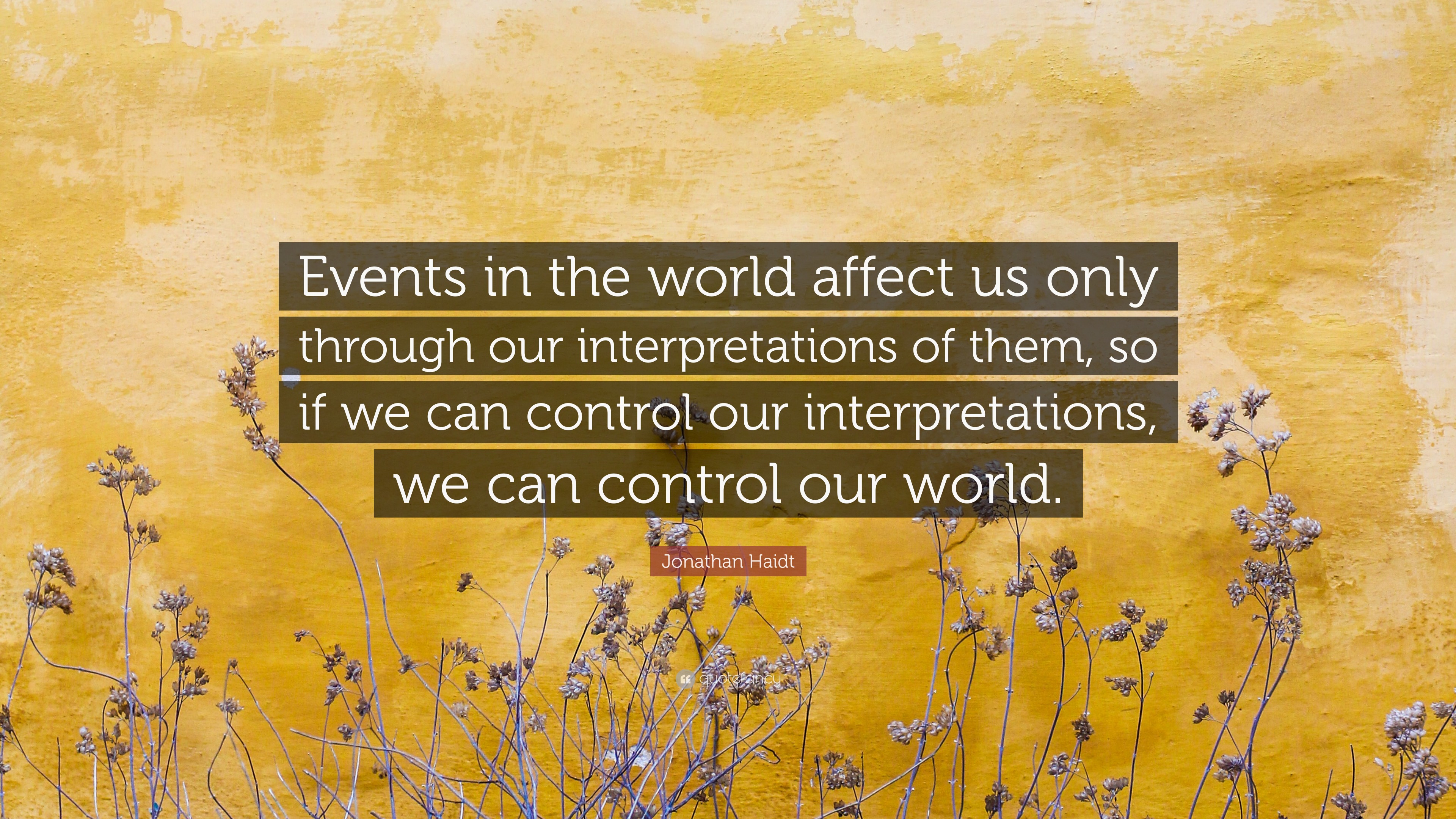 Jonathan Haidt Quote: “Events in the world affect us only through our ...