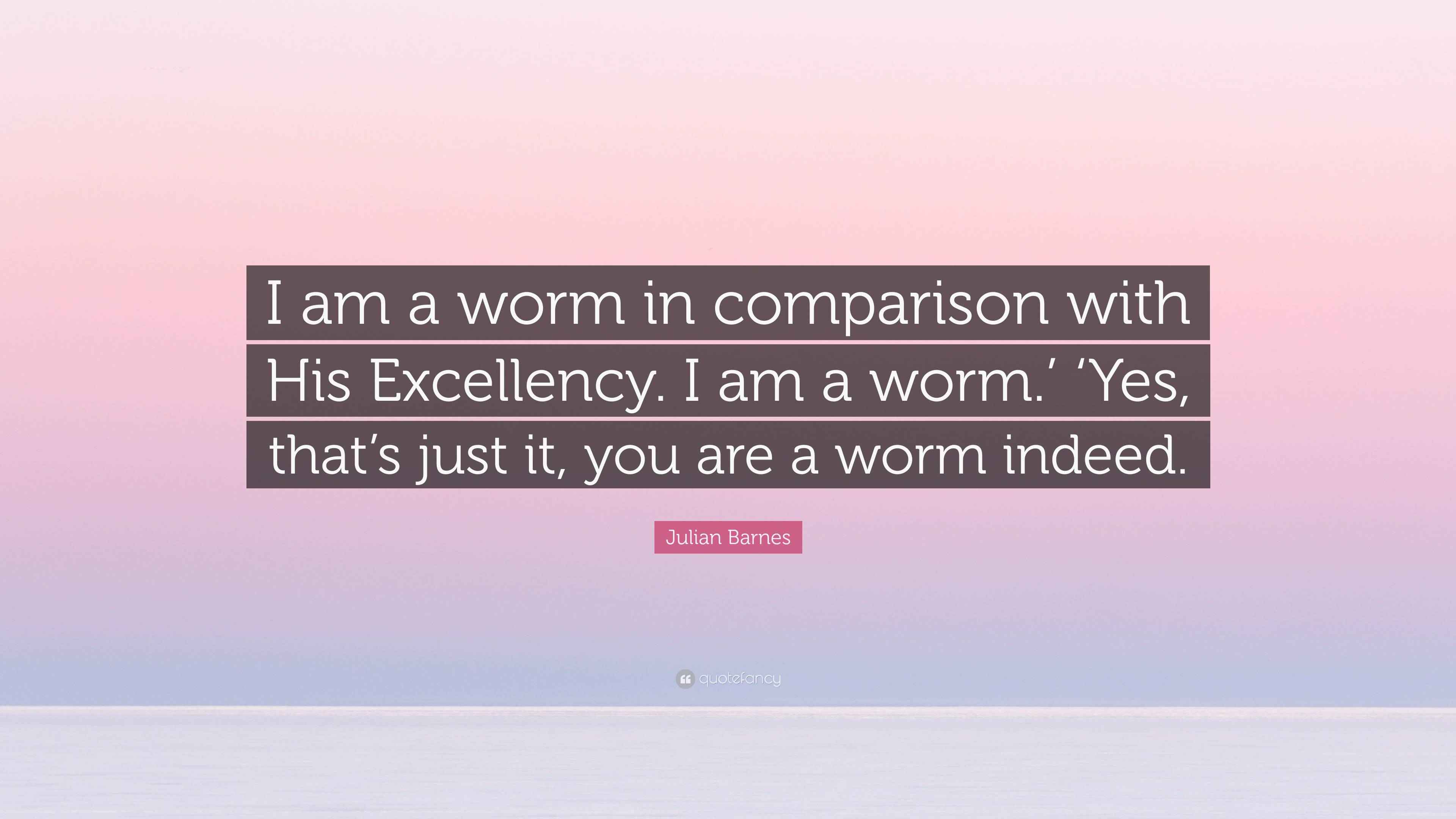 Julian Barnes Quote: “I am a worm in comparison with His Excellency. I ...
