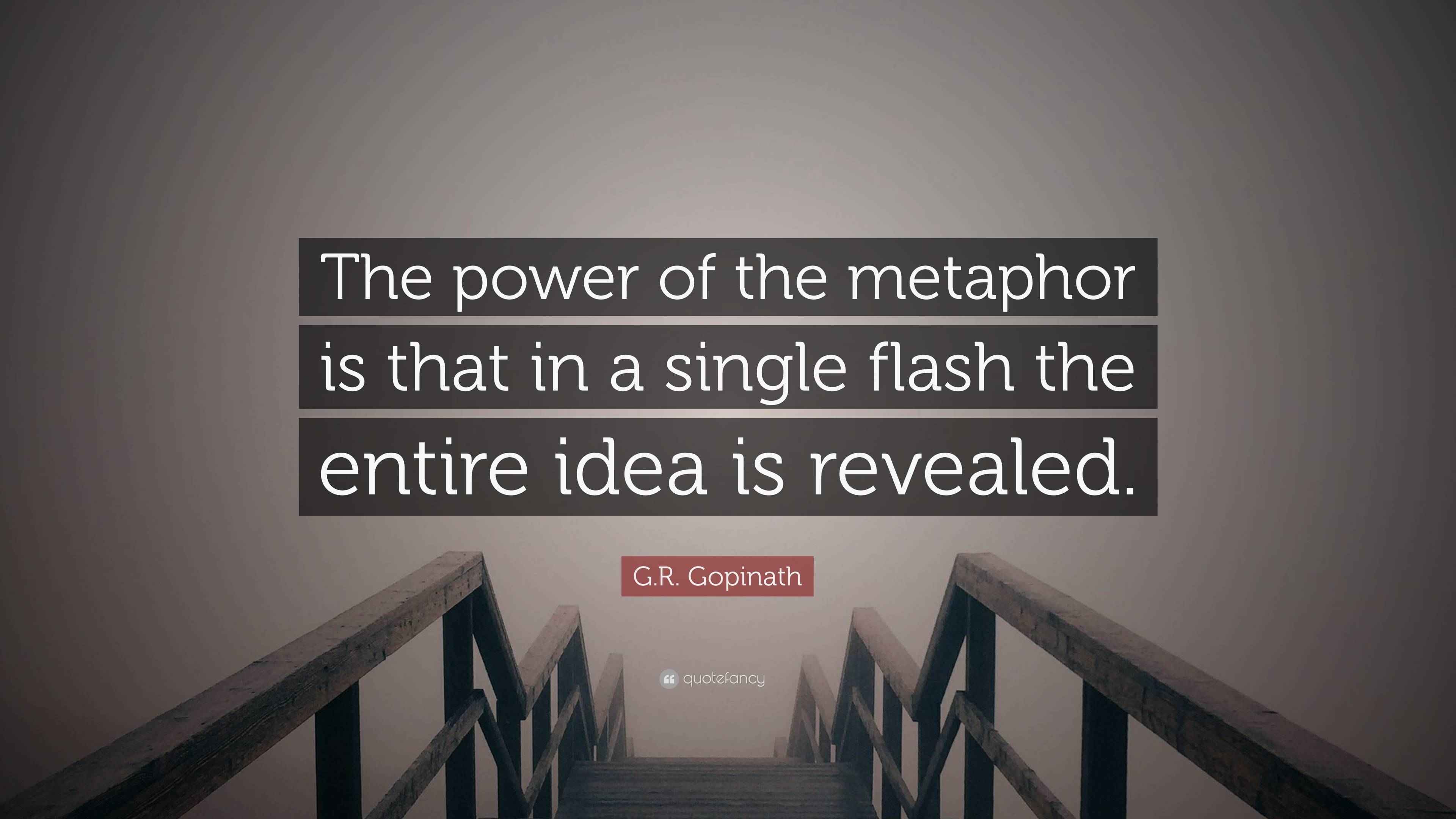 G.R. Gopinath Quote: “The power of the metaphor is that in a single ...