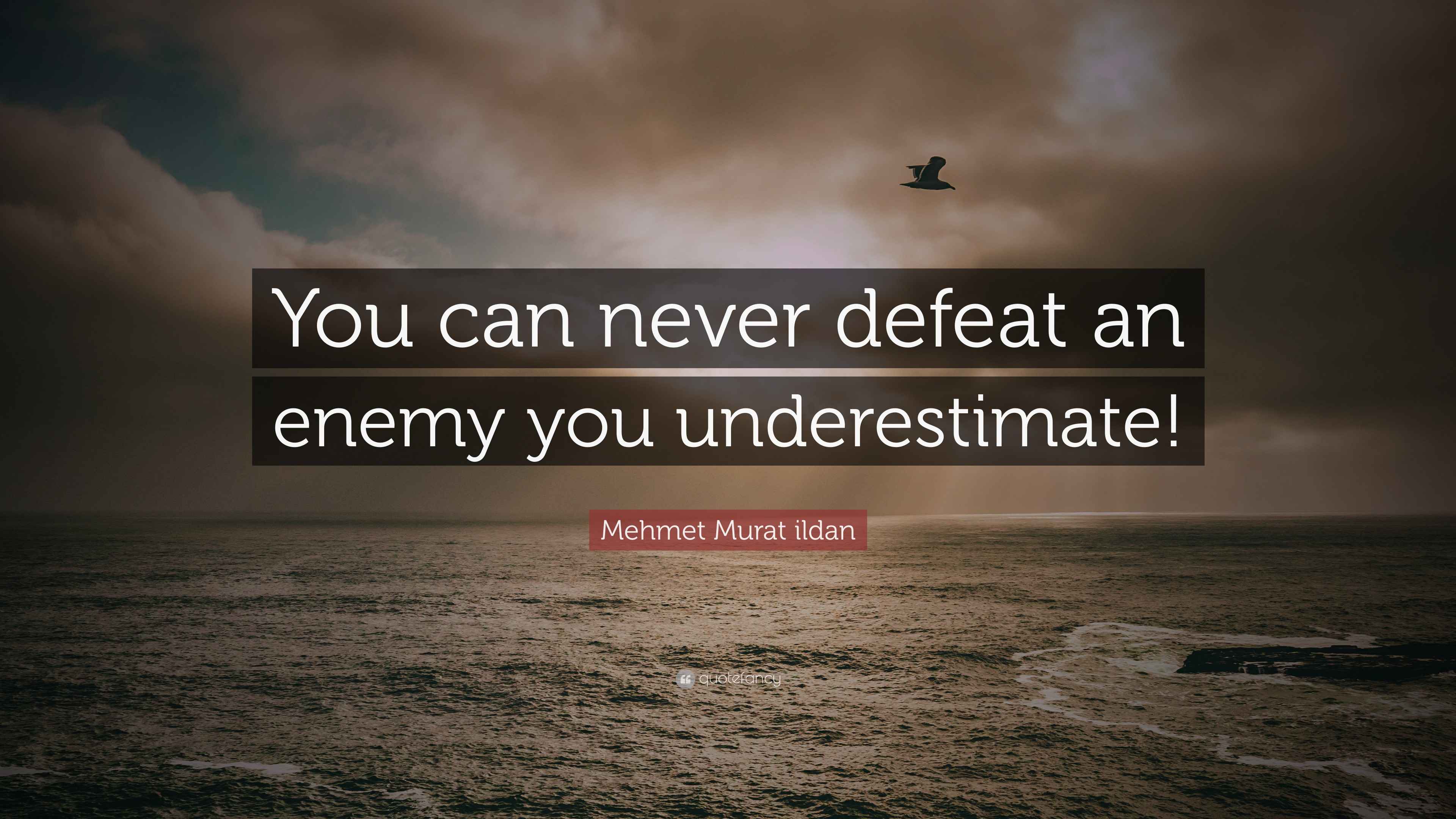 Mehmet Murat ildan Quote: “You can never defeat an enemy you ...