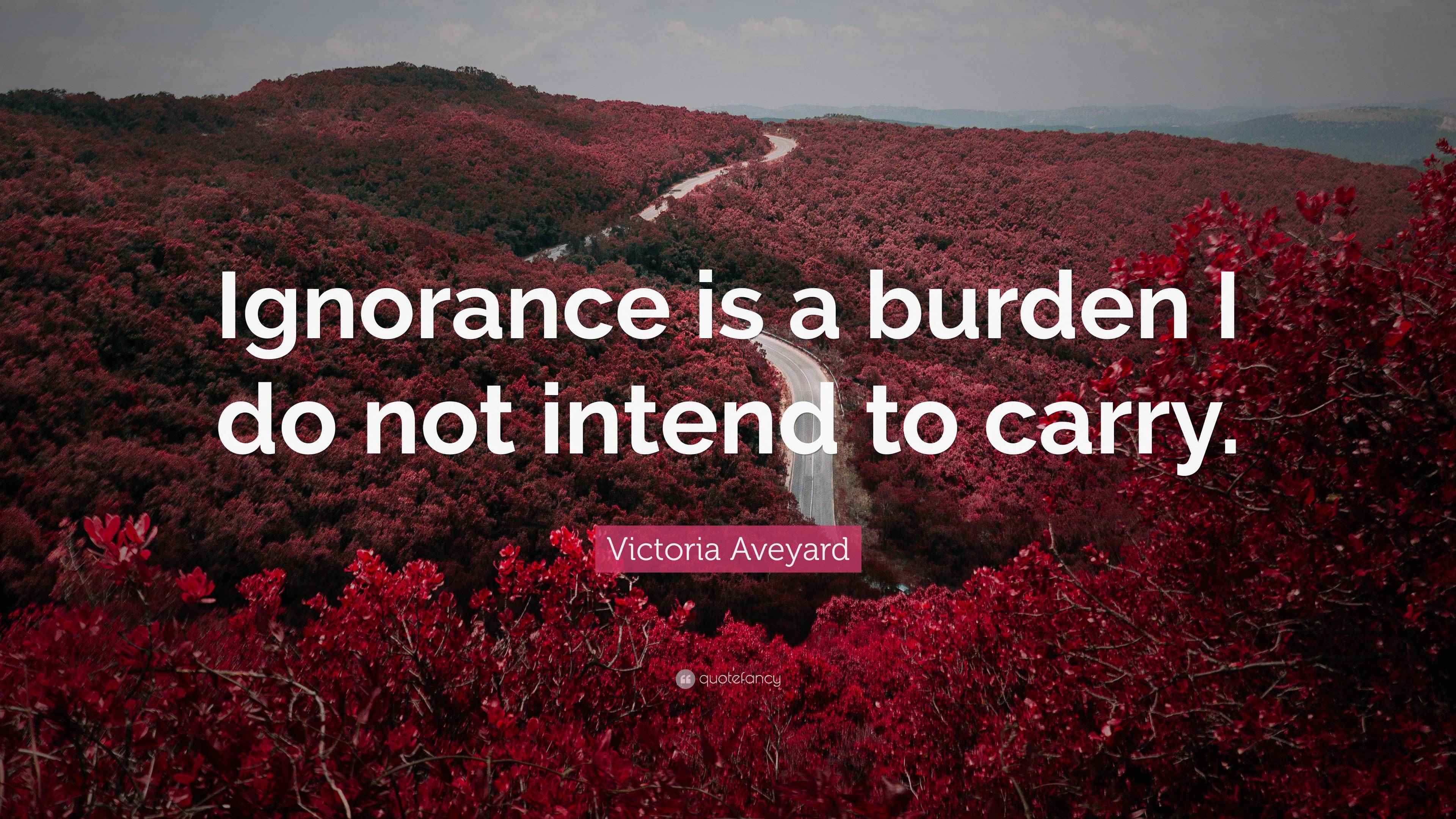 Victoria Aveyard Quote: “Ignorance is a burden I do not intend to carry.”