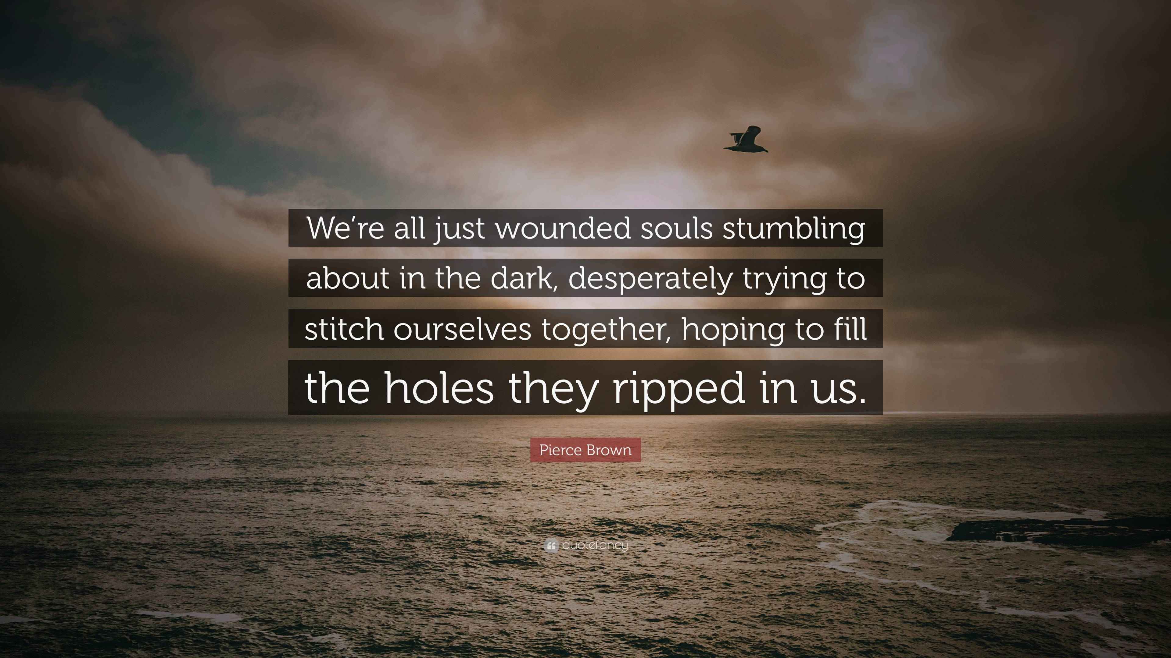 Pierce Brown Quote: “We’re all just wounded souls stumbling about in ...