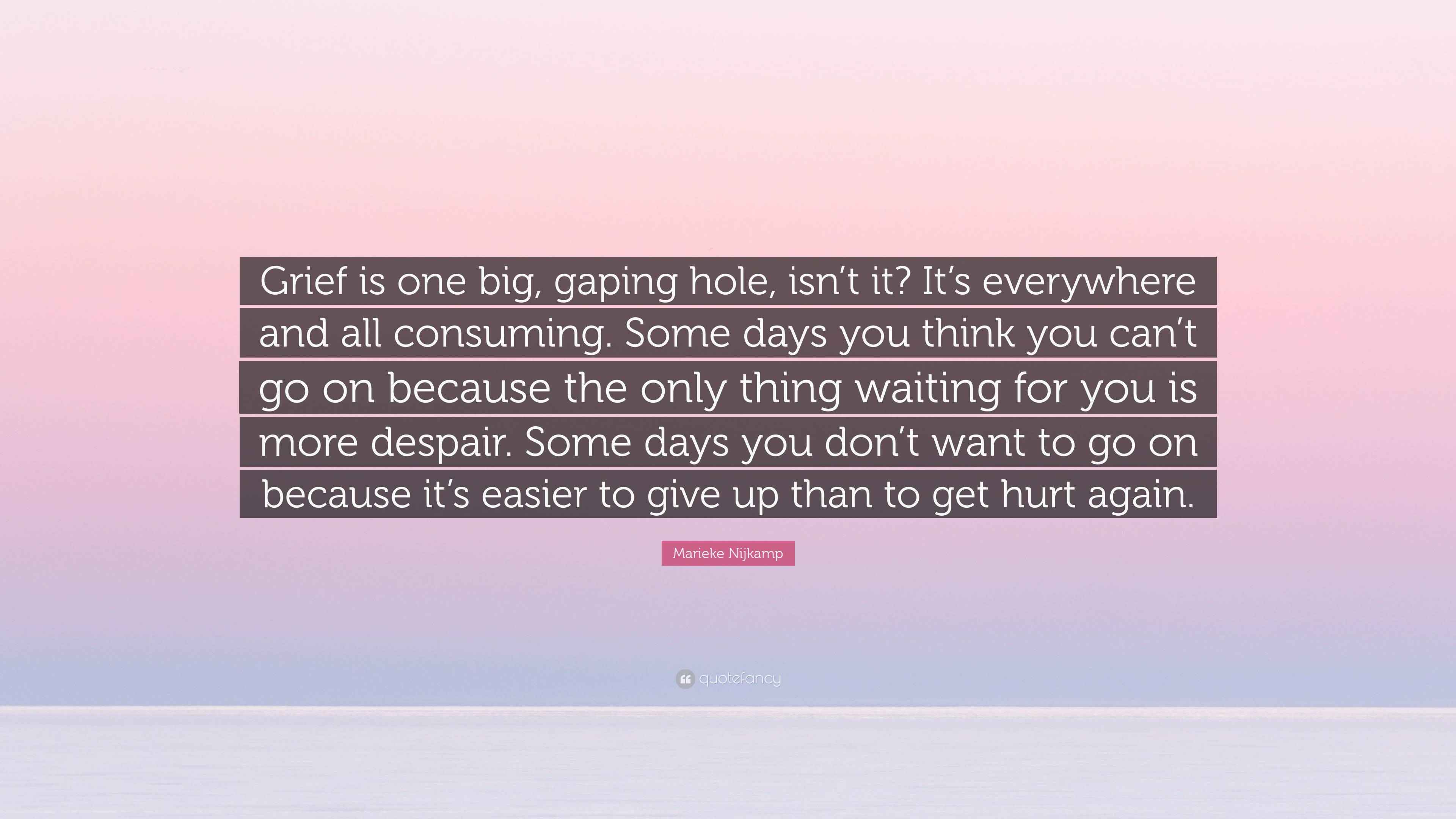 Marieke Nijkamp Quote: “Grief is one big, gaping hole, isn’t it? It’s ...