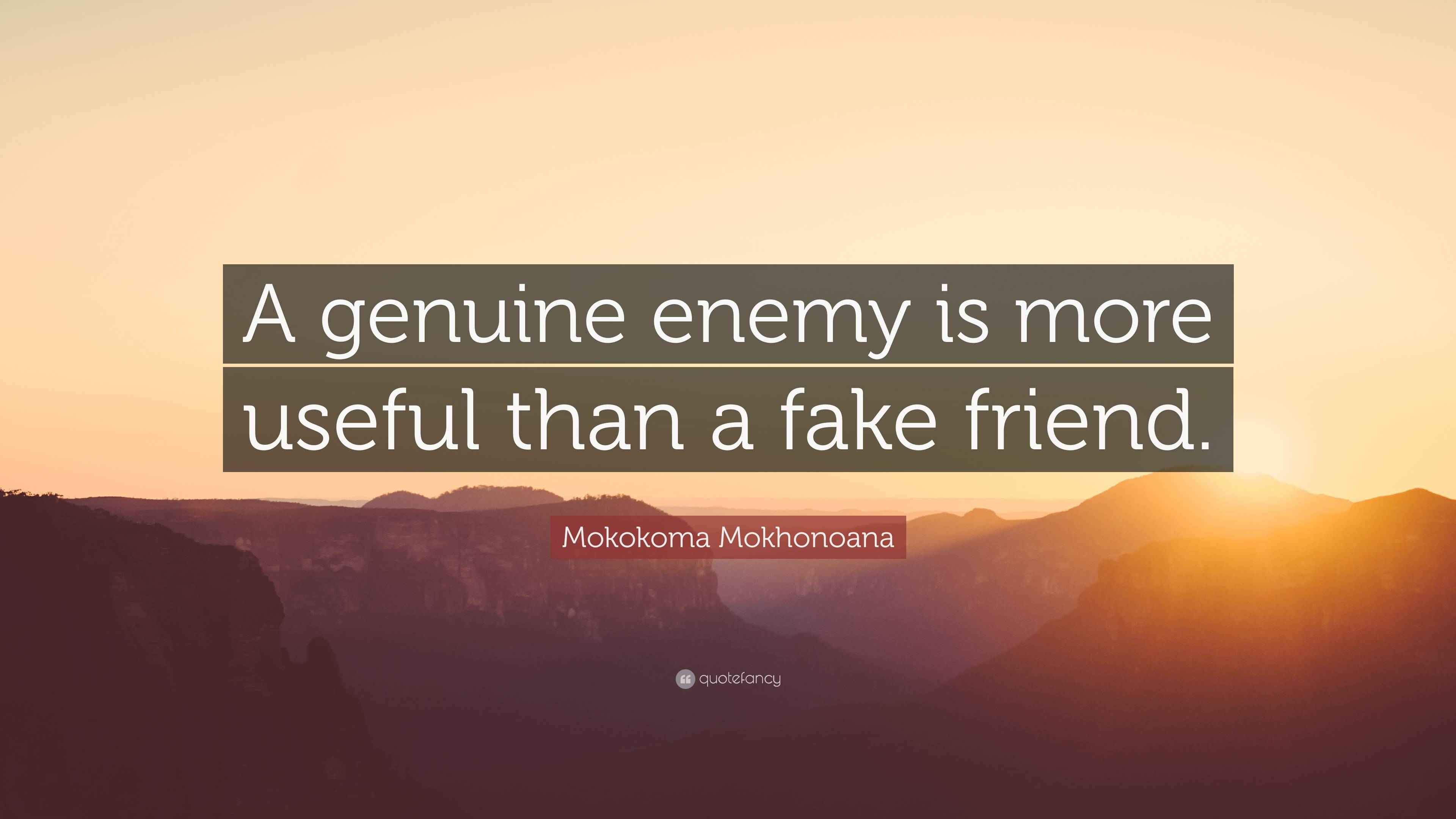 Mokokoma Mokhonoana Quote: “A genuine enemy is more useful than a fake ...