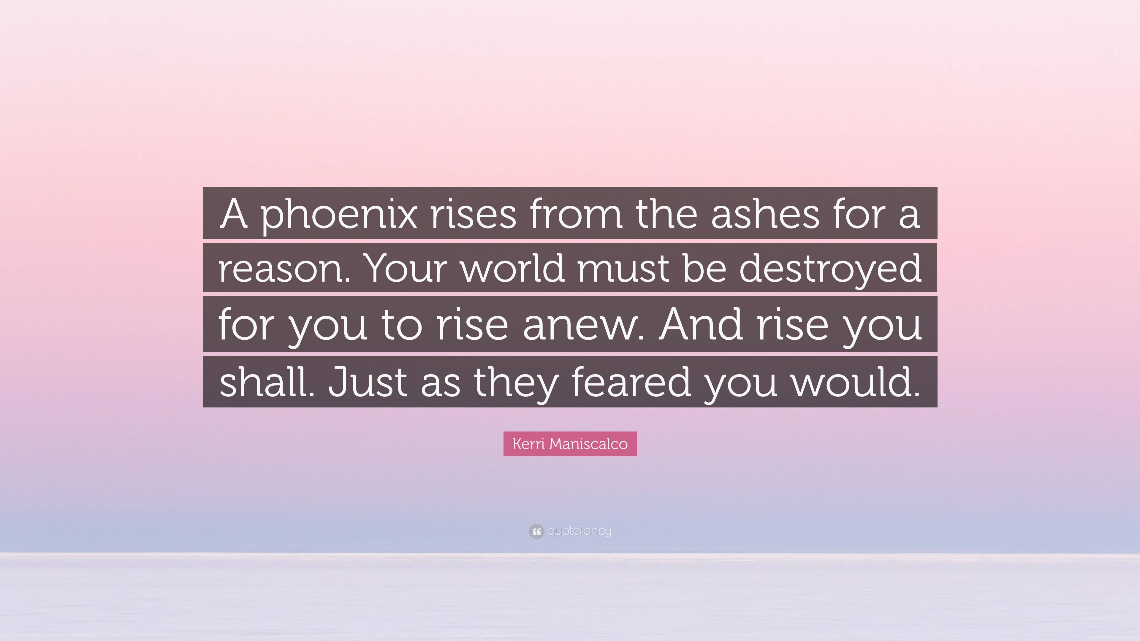 Kerri Maniscalco Quote: “A phoenix rises from the ashes for a reason ...
