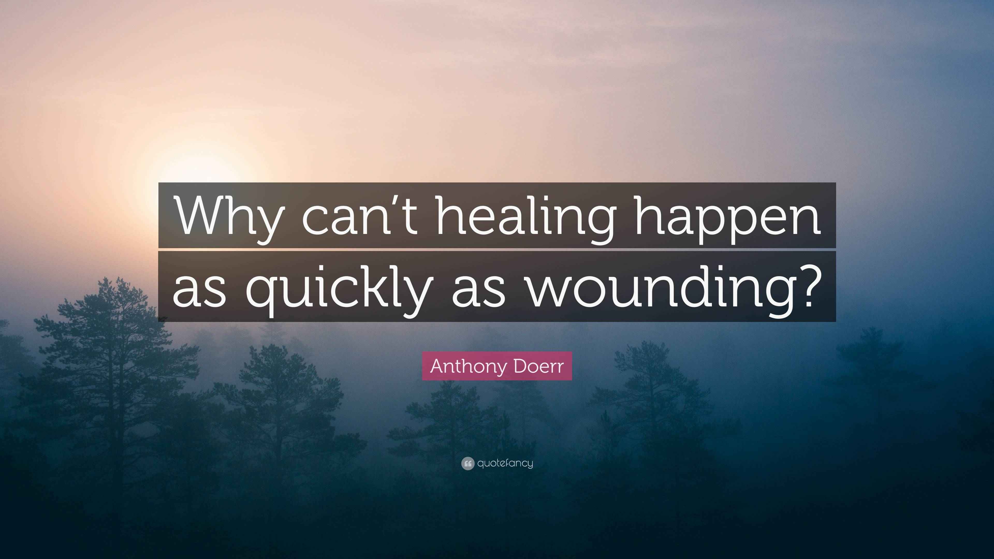 Anthony Doerr Quote: “Why can’t healing happen as quickly as wounding?”