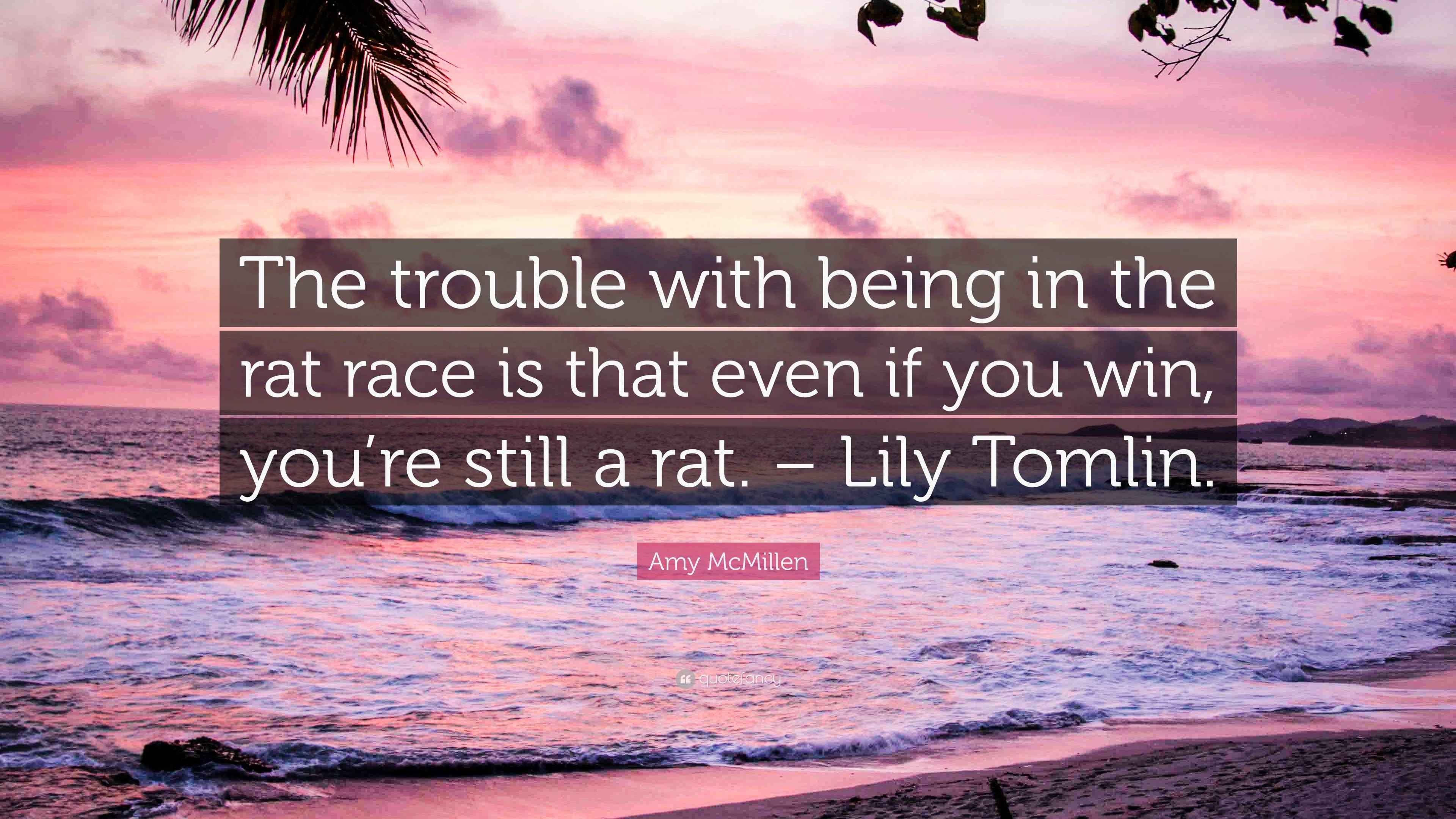 Amy McMillen Quote: “The trouble with being in the rat race is that ...