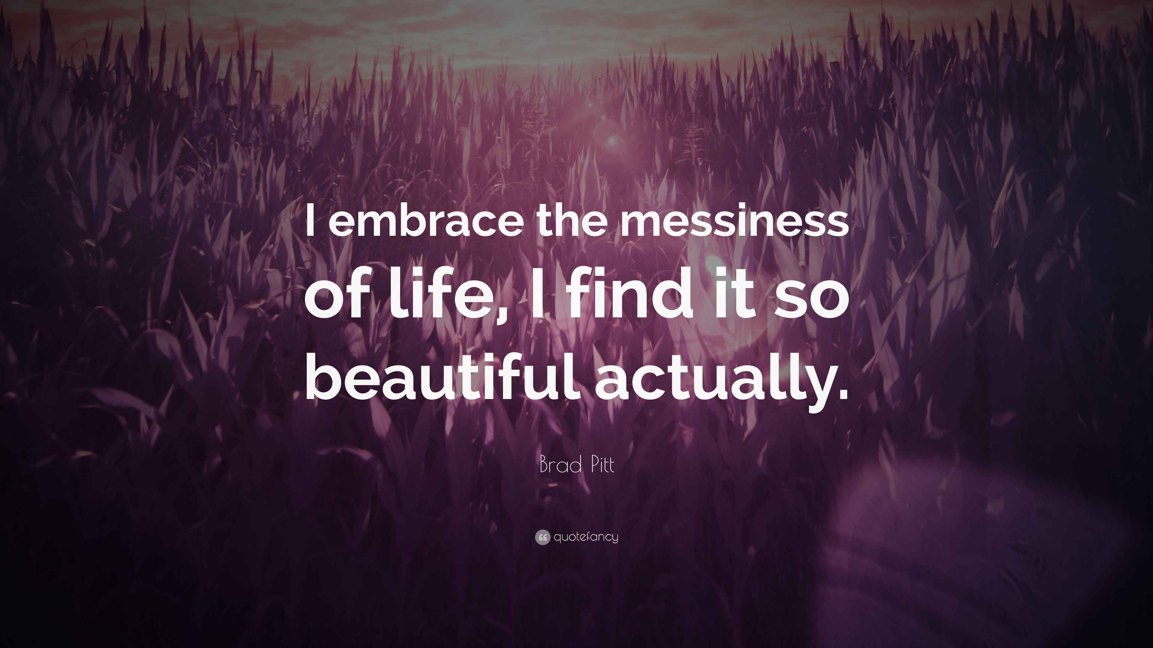 Brad Pitt Quote: “I embrace the messiness of life, I find it so ...