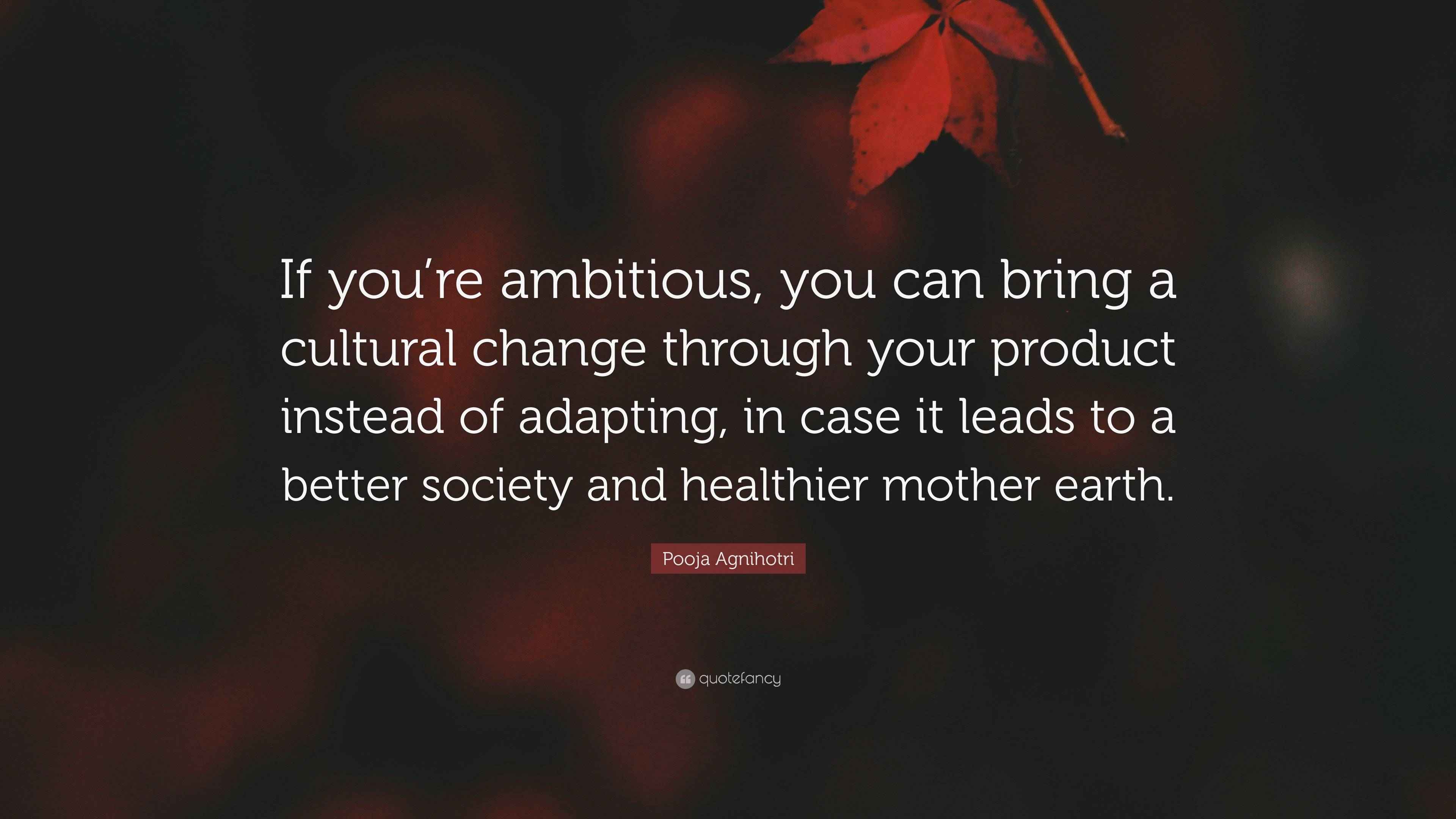 Pooja Agnihotri Quote: “If you’re ambitious, you can bring a cultural ...