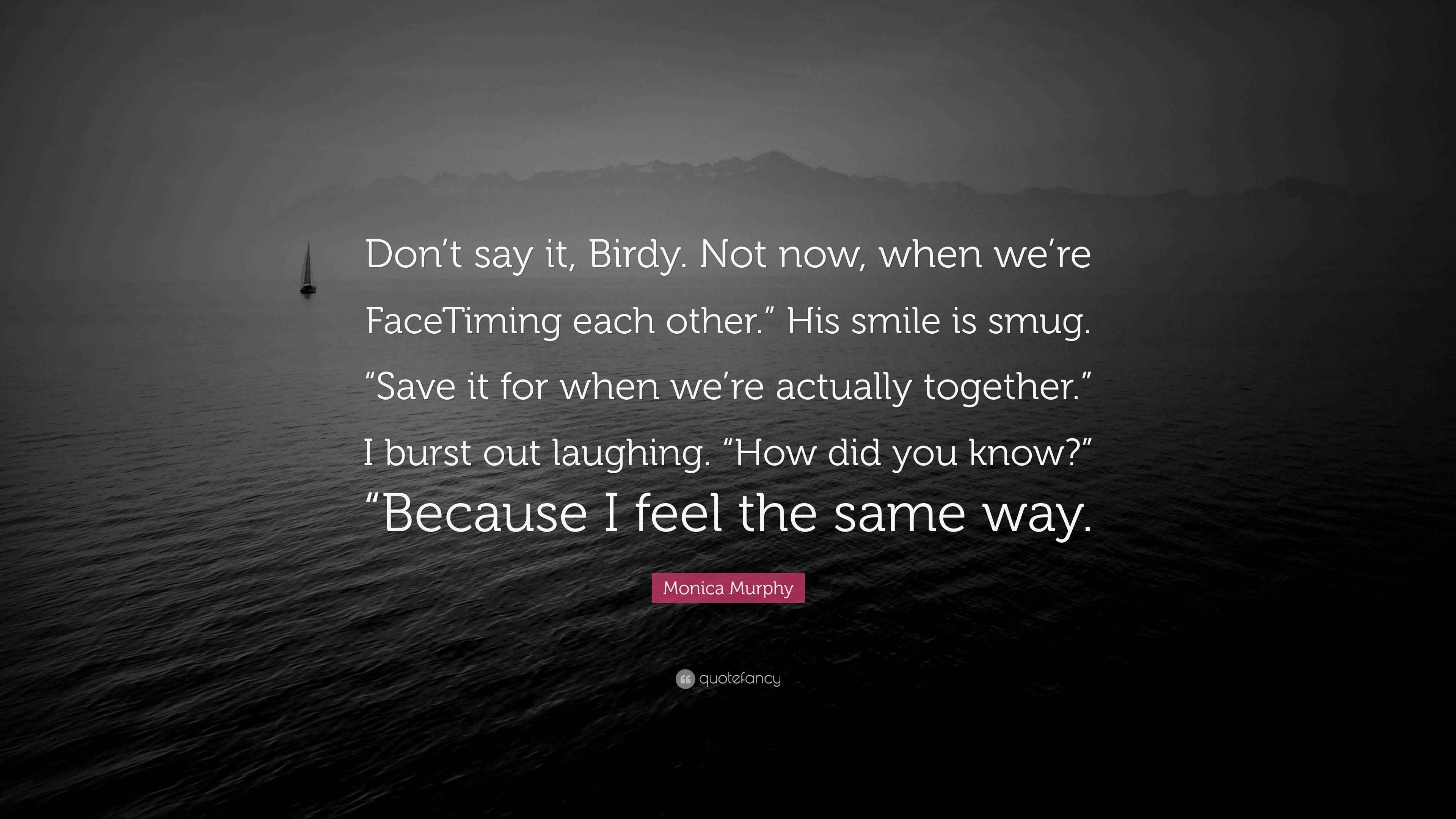 Monica Murphy Quote: “Don’t say it, Birdy. Not now, when we’re ...