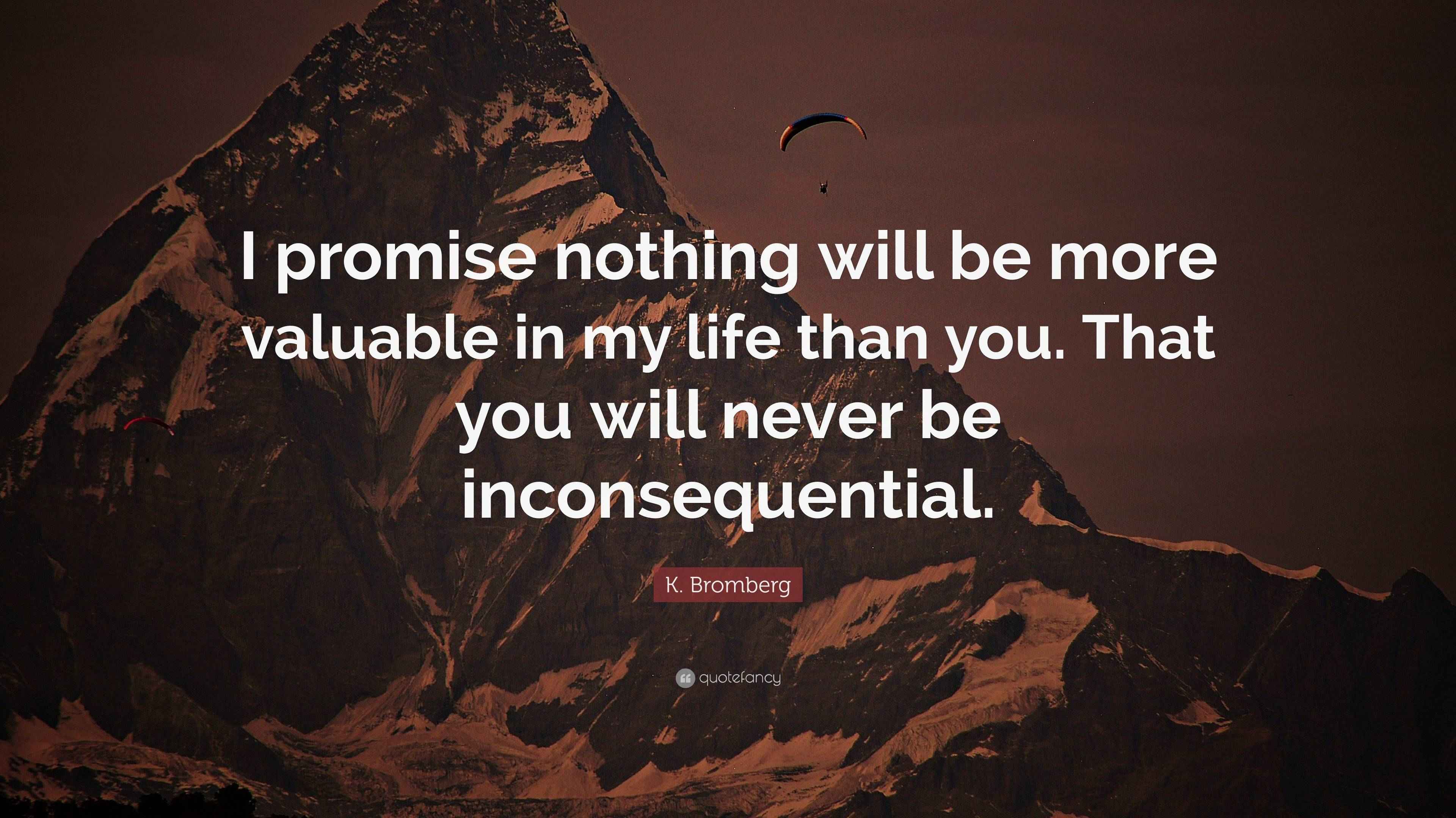 K. Bromberg Quote: “I promise nothing will be more valuable in my life ...