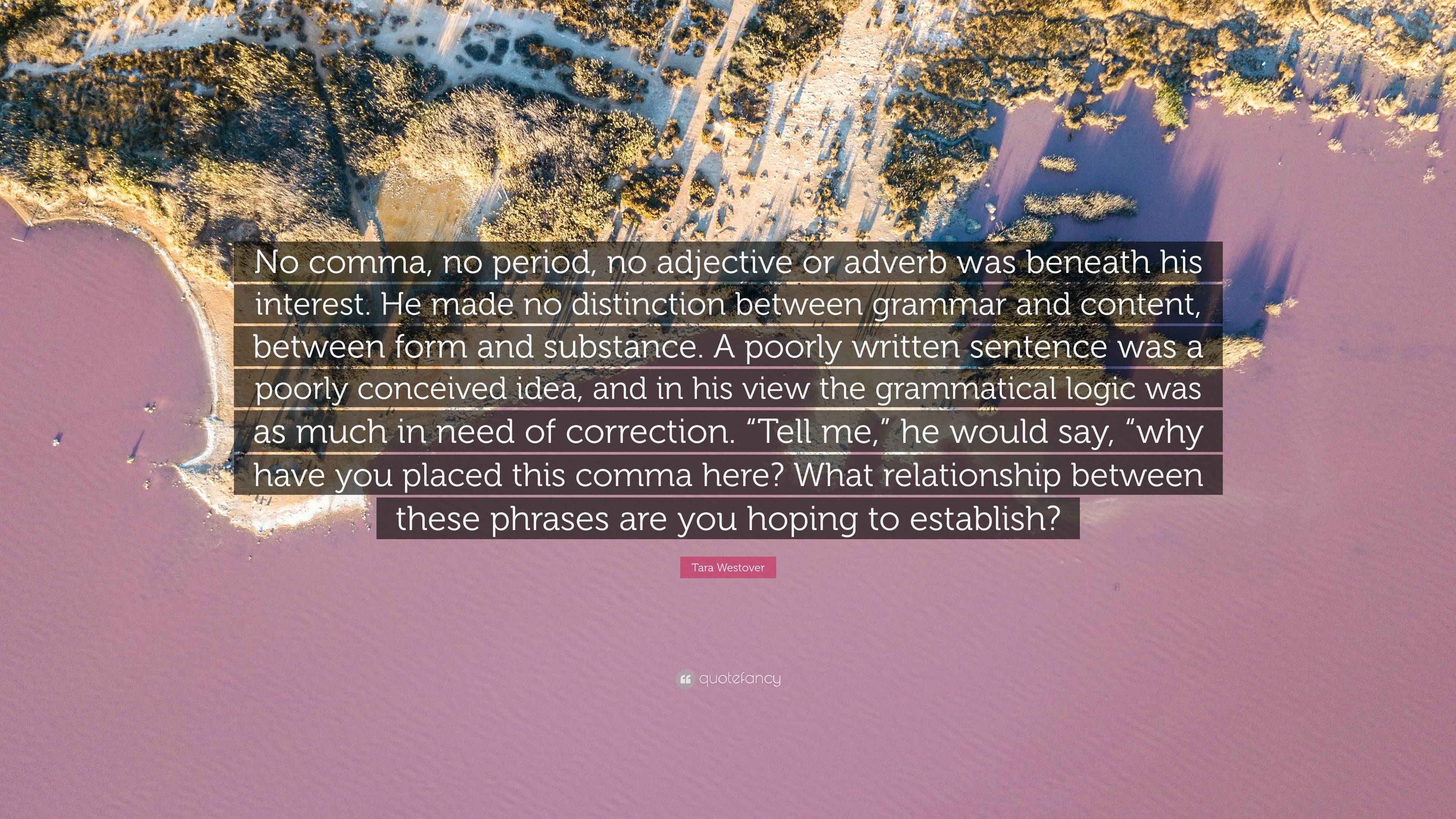 Tara Westover Quote: “No comma, no period, no adjective or adverb was ...