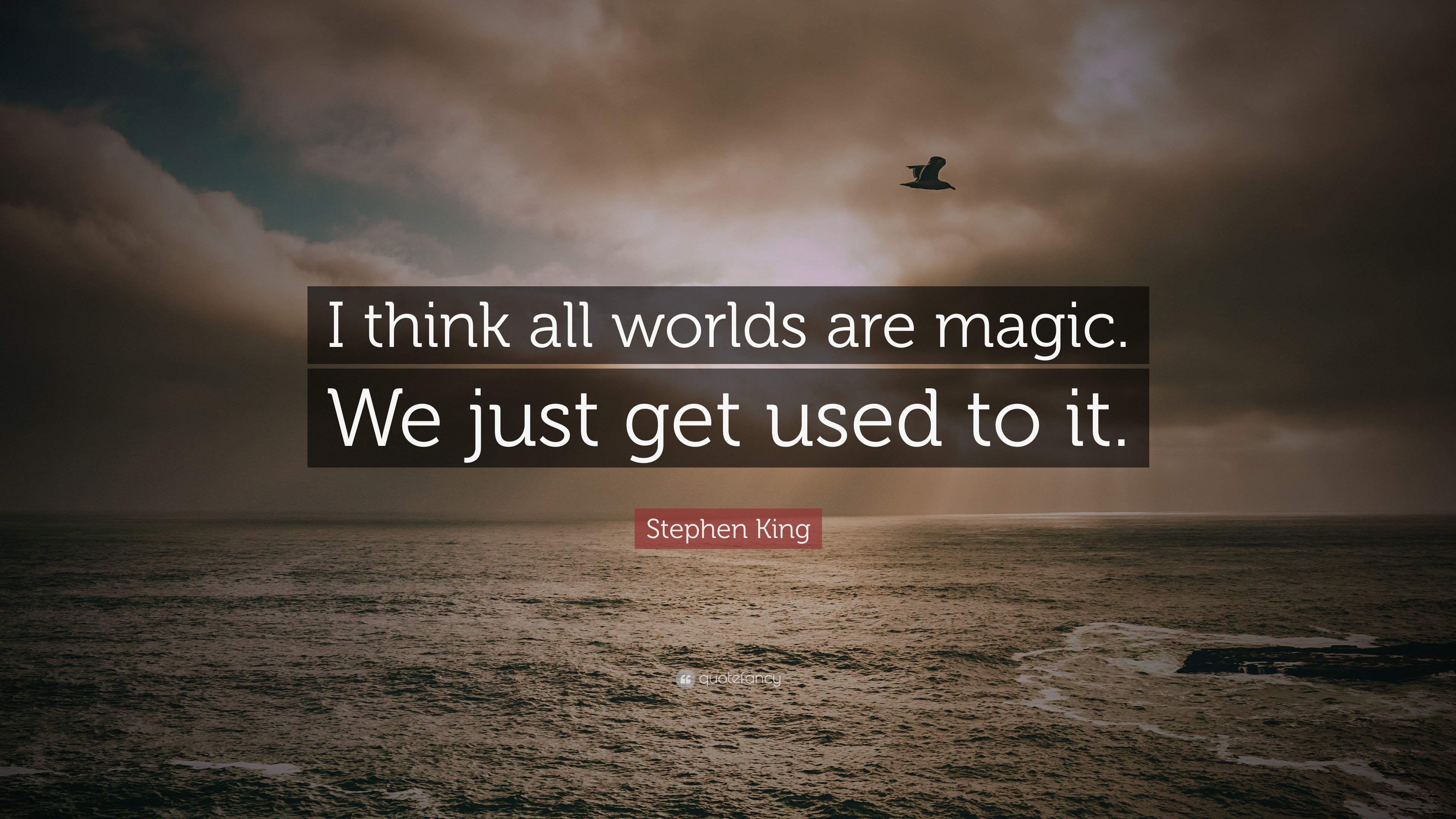 Stephen King Quote: “I think all worlds are magic. We just get used to it.”