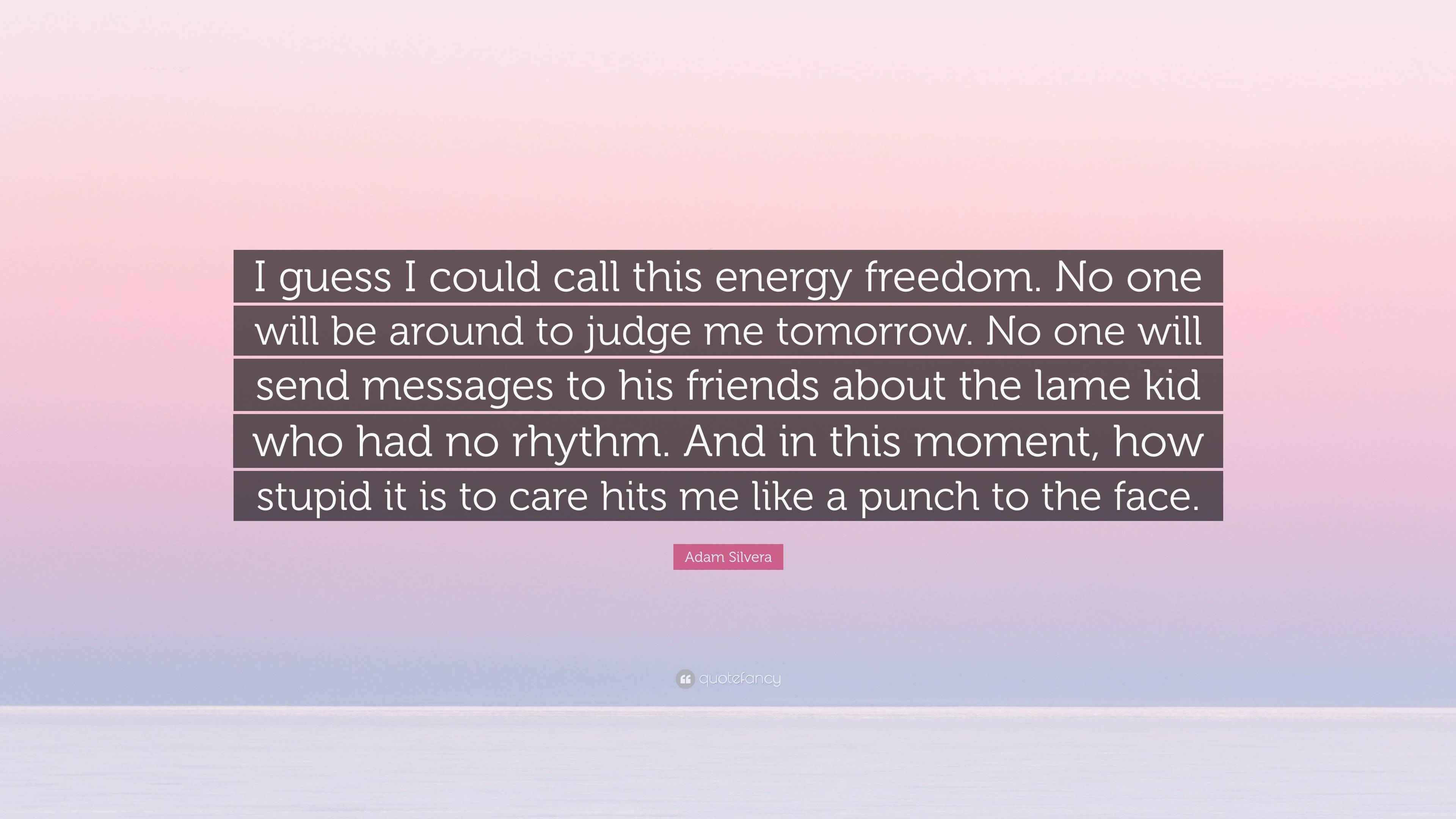 Adam Silvera Quote: “I guess I could call this energy freedom. No one ...