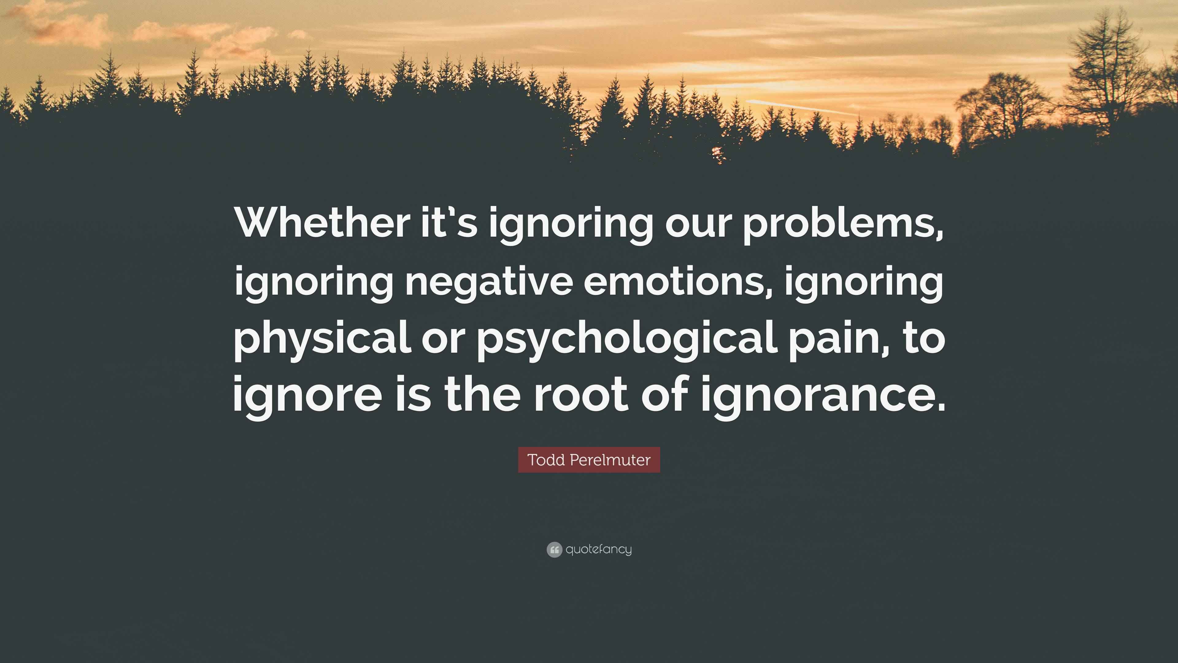 Todd Perelmuter Quote: “Whether it’s ignoring our problems, ignoring ...