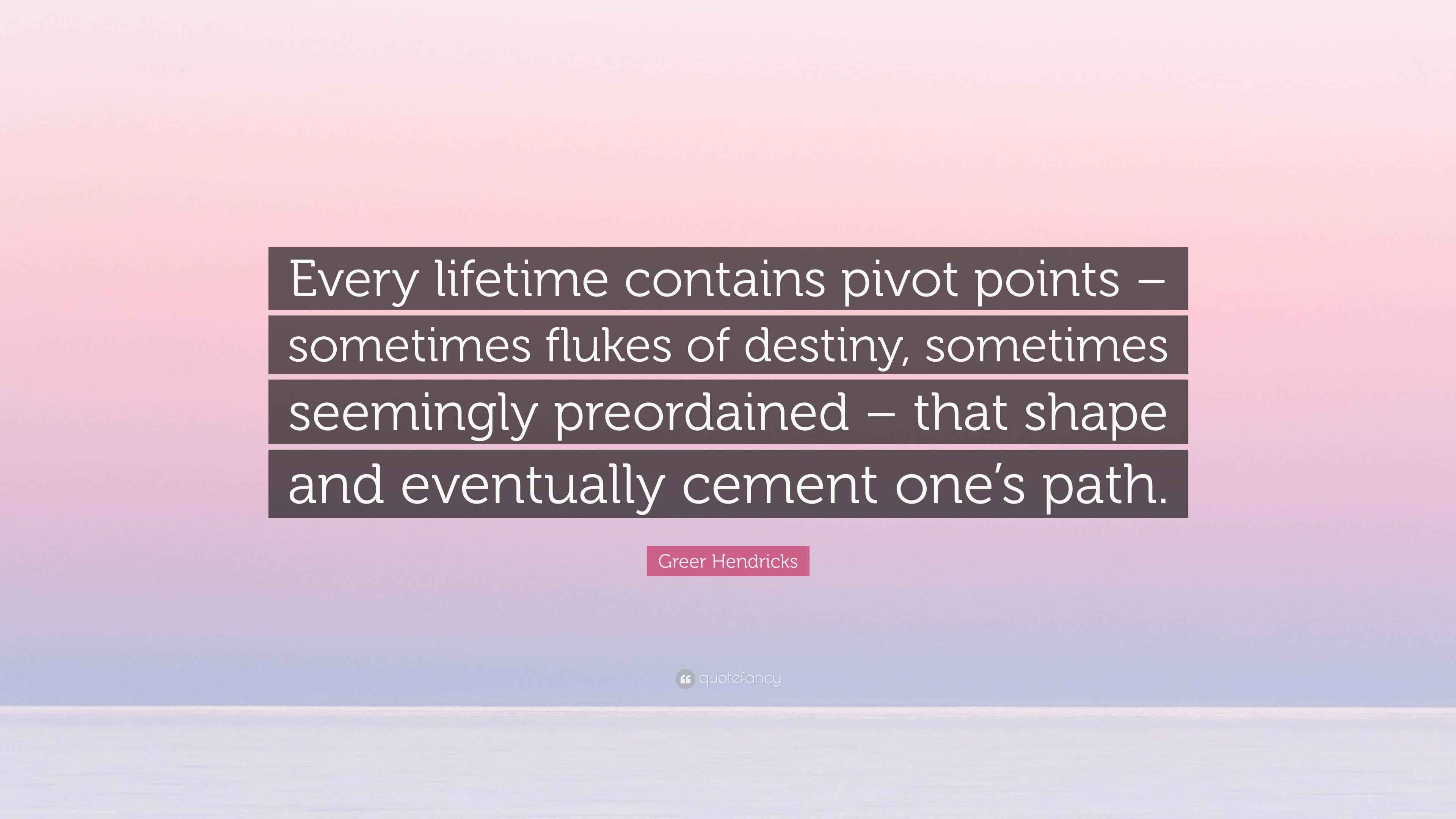 Greer Hendricks Quote: “Every lifetime contains pivot points – sometimes flukes of destiny ...