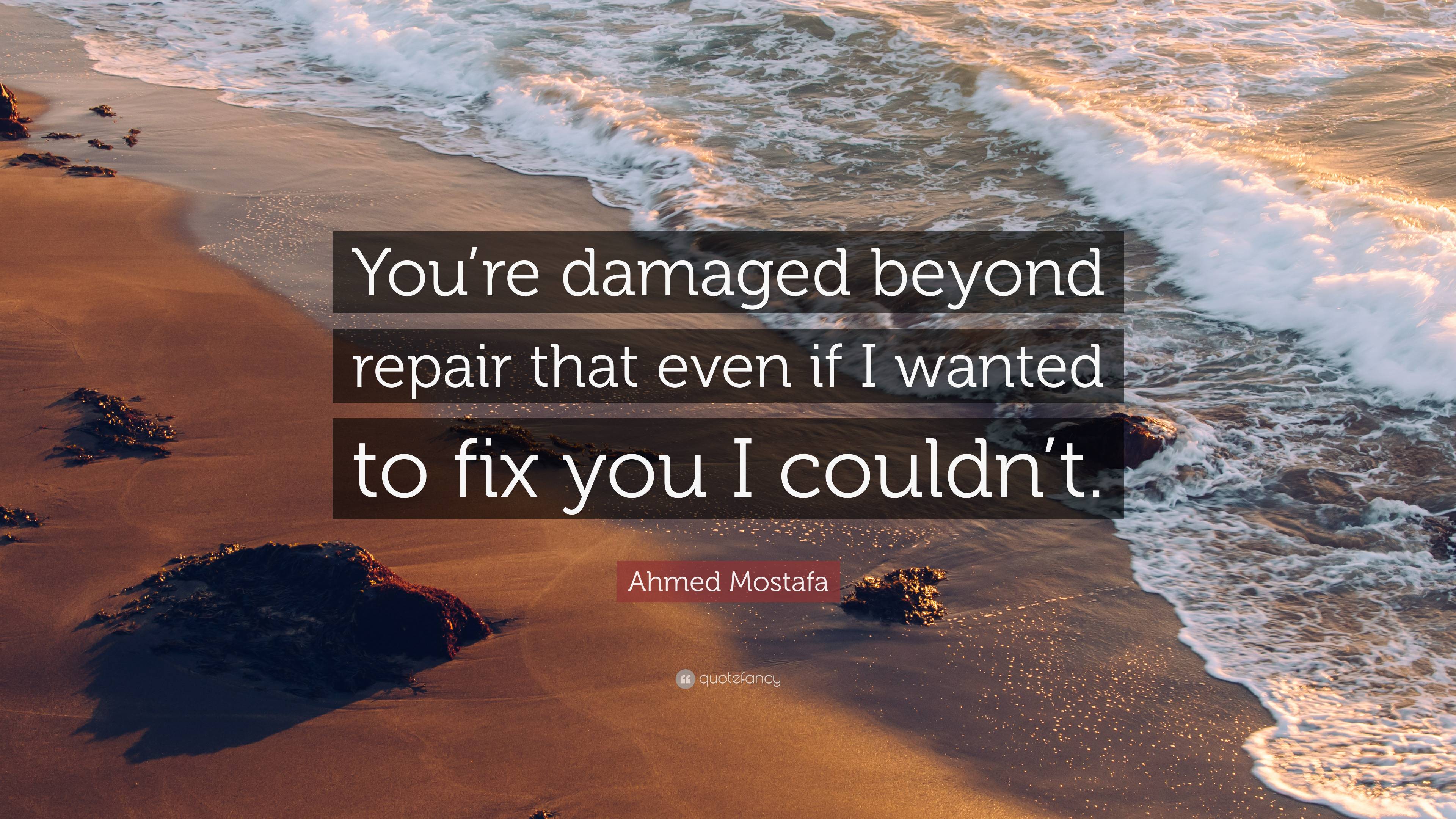 Ahmed Mostafa Quote: “You’re damaged beyond repair that even if I ...