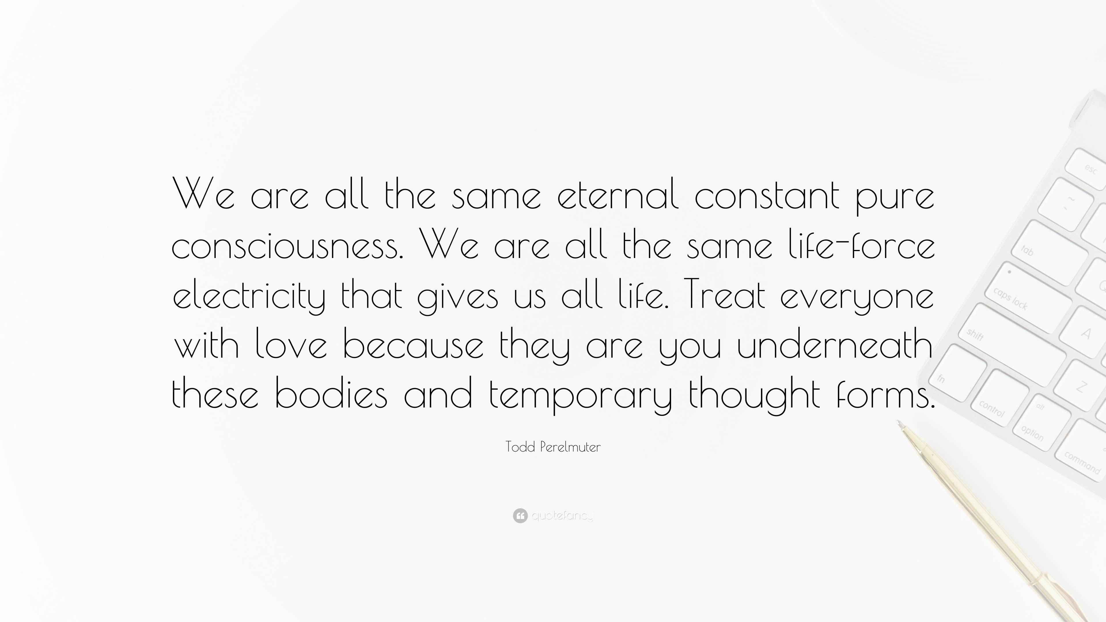 Todd Perelmuter Quote: “We are all the same eternal constant pure ...