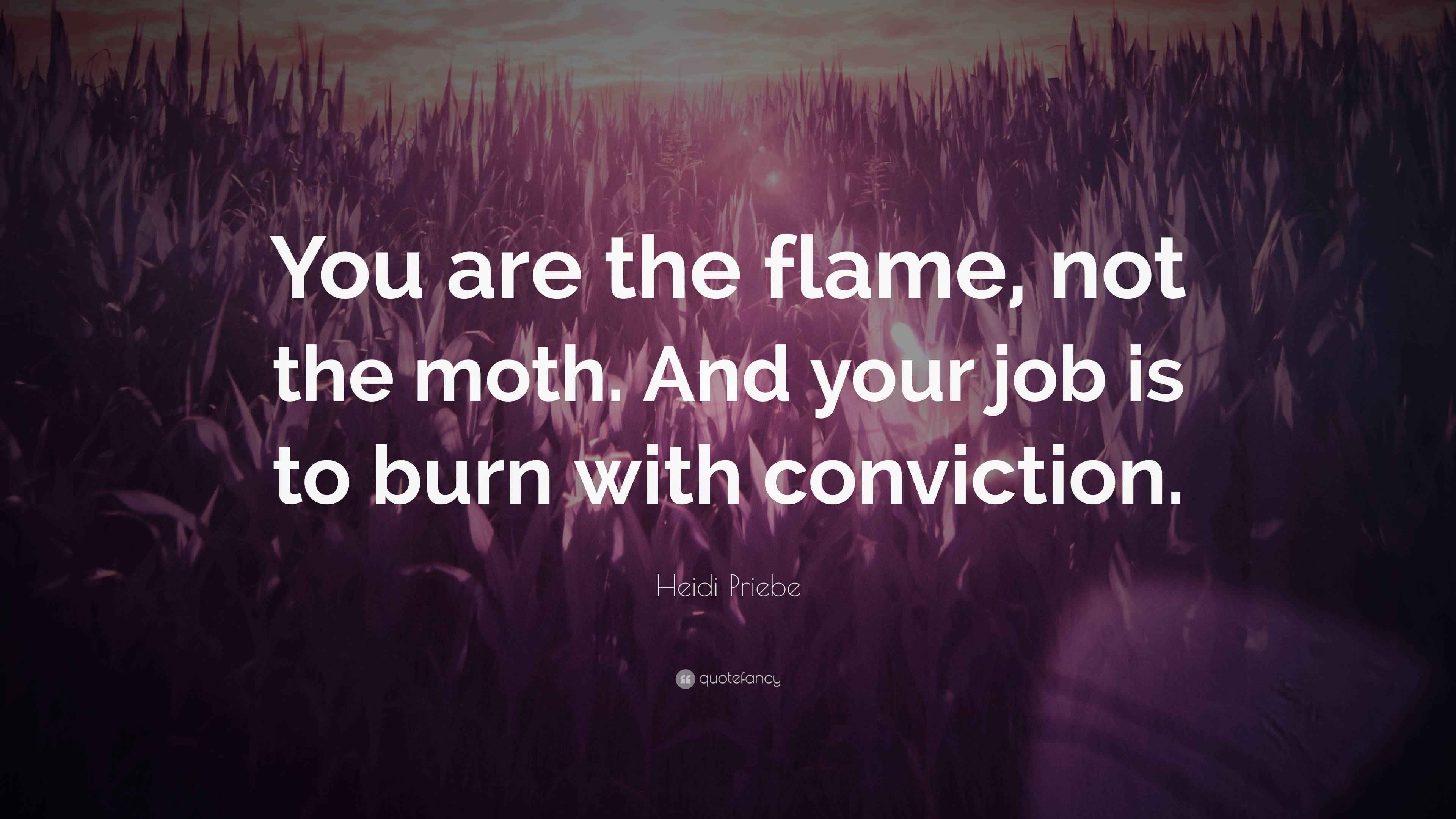 Heidi Priebe Quote: “You are the flame, not the moth. And your job is ...