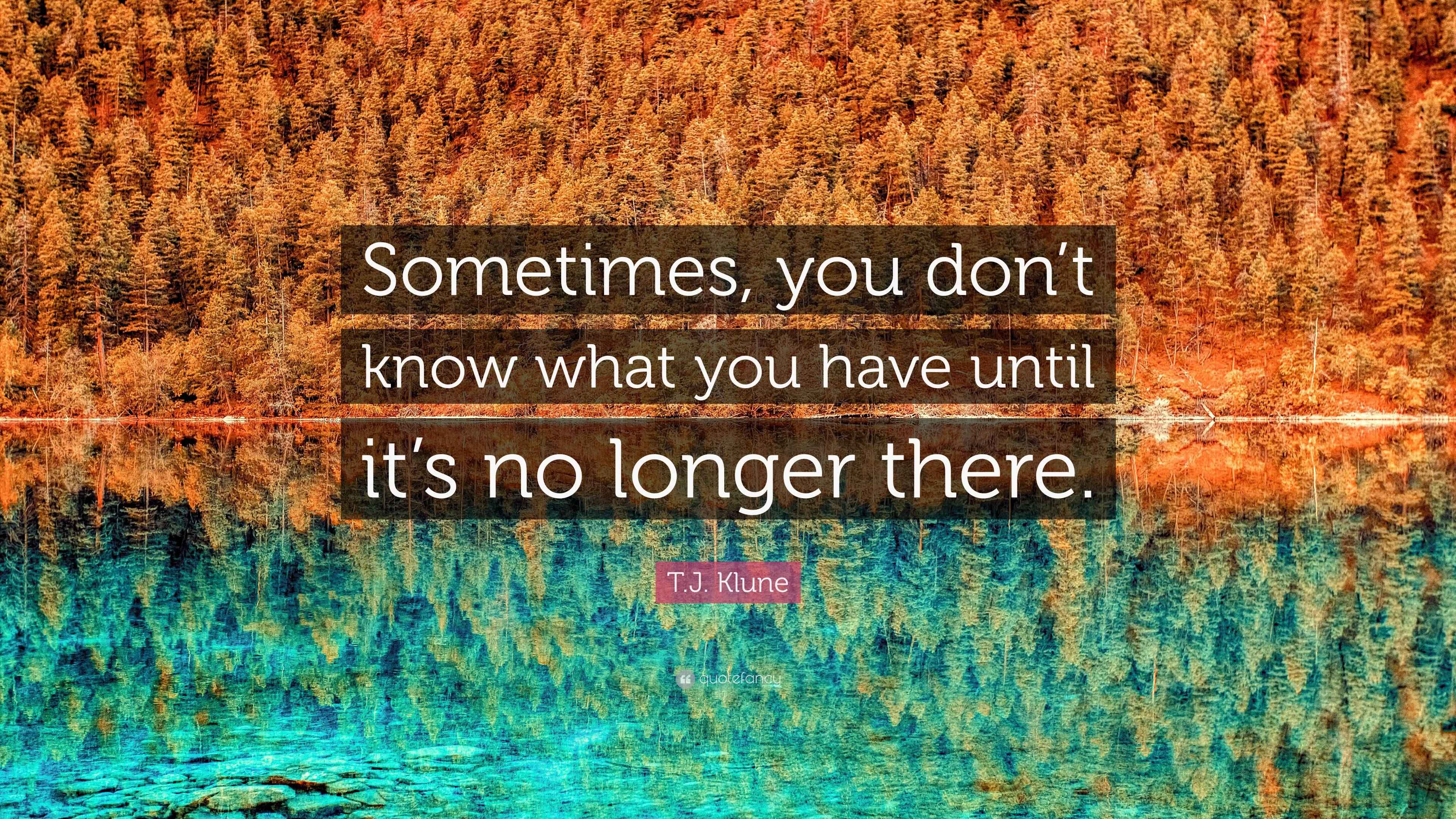 T.J. Klune Quote: “Sometimes, you don’t know what you have until it’s ...