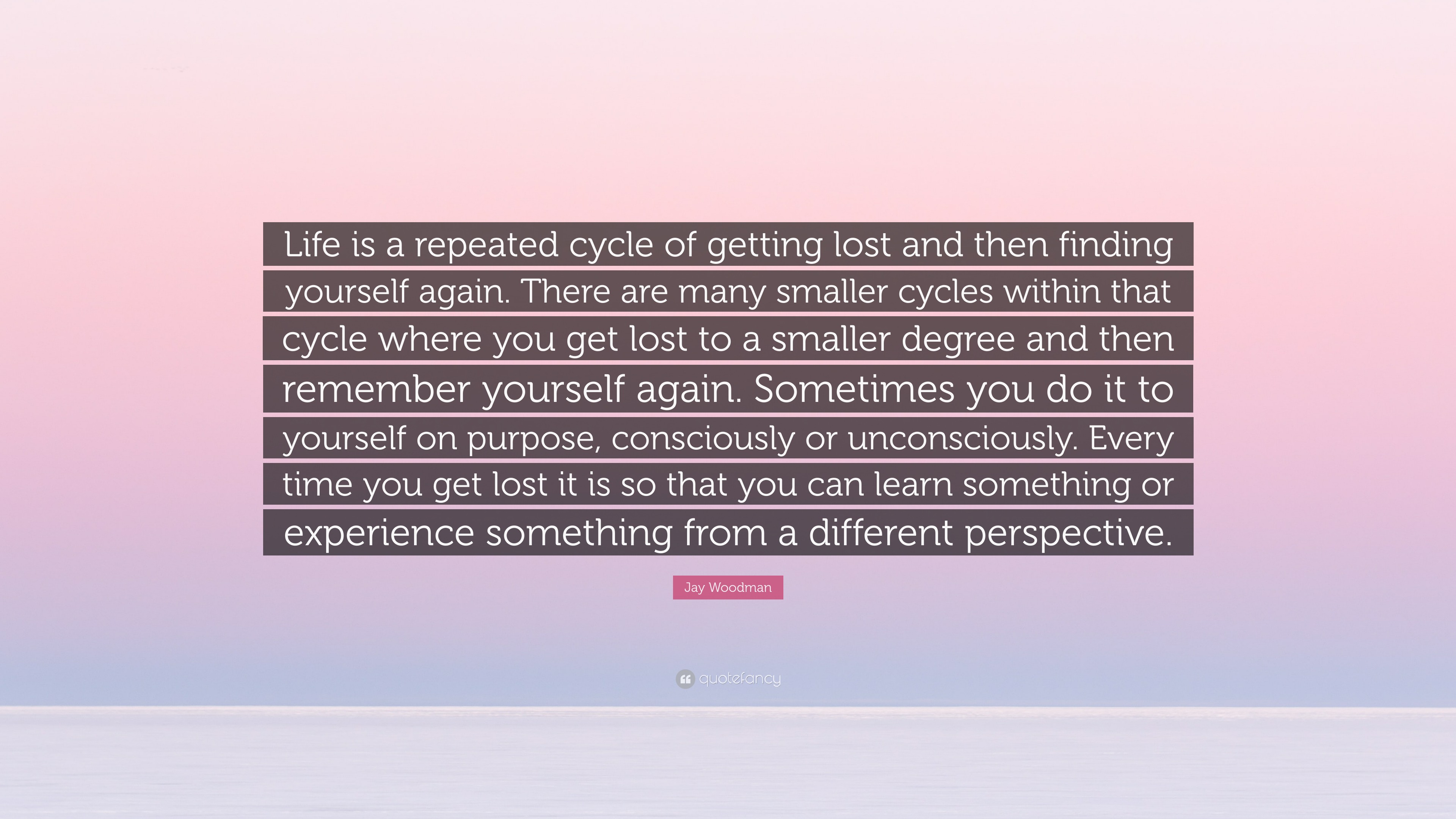 Jay Woodman Quote: “Life is a repeated cycle of getting lost and then ...