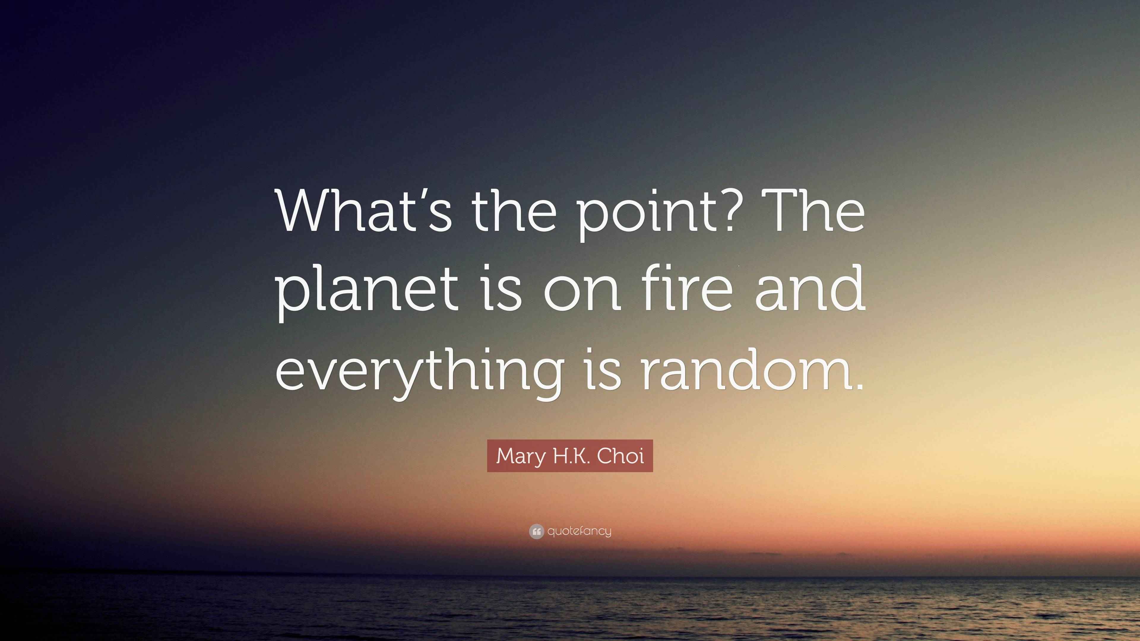 Mary H.K. Choi Quote: “What’s the point? The planet is on fire and ...