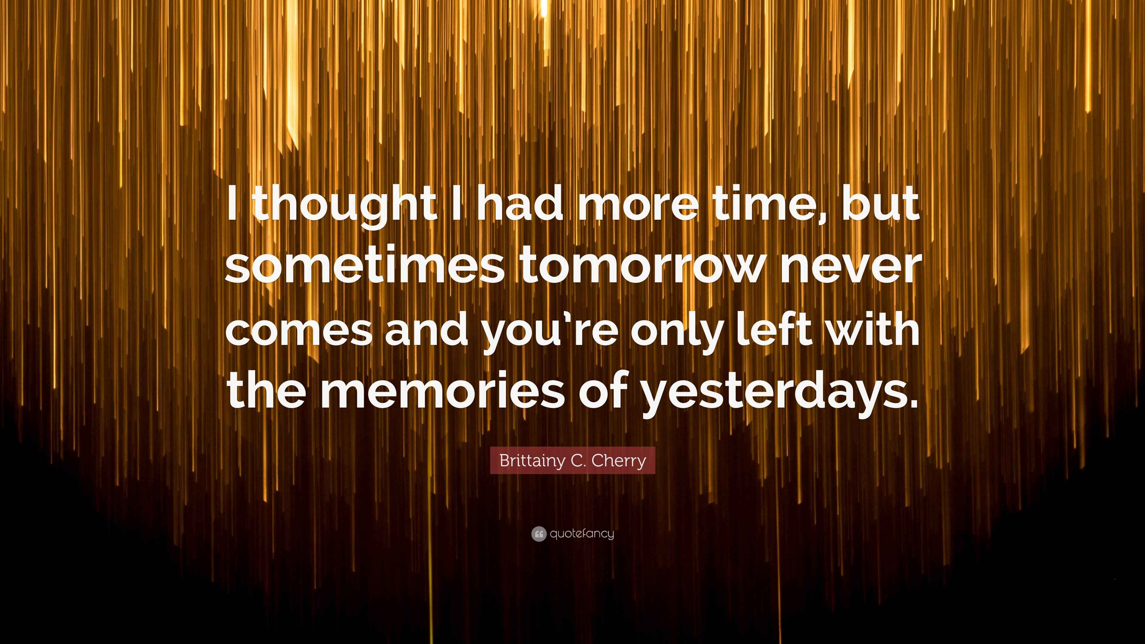 Brittainy C. Cherry Quote: “I thought I had more time, but sometimes ...