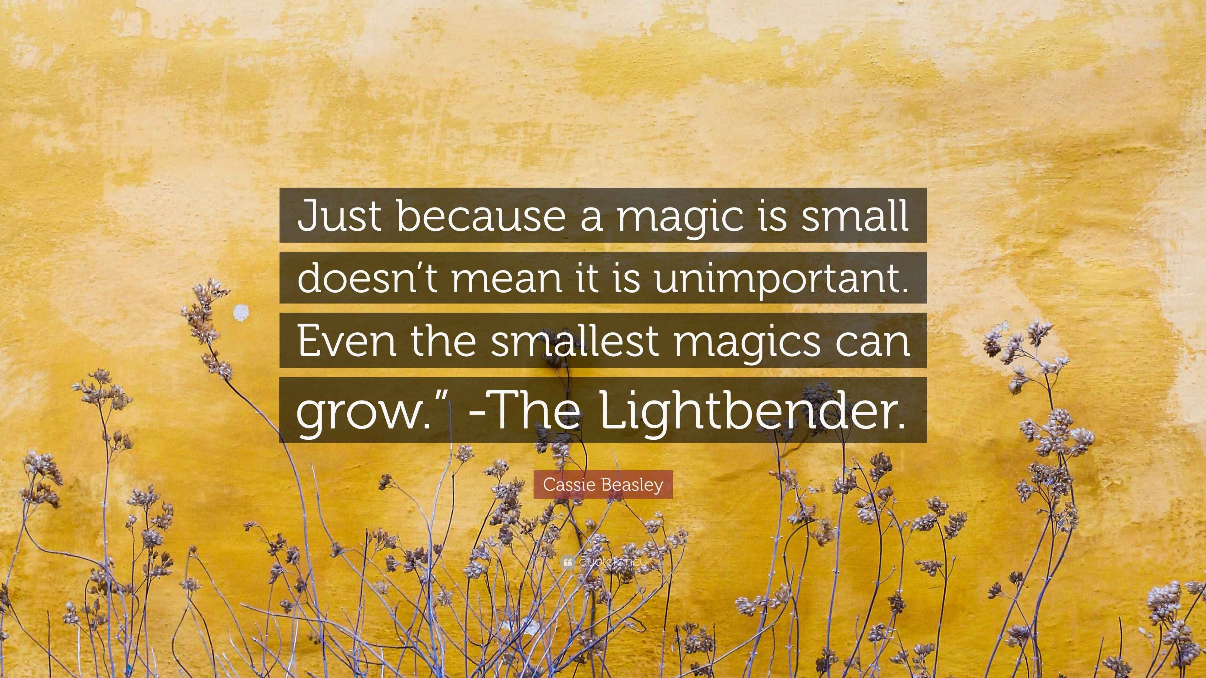 Cassie Beasley Quote: “Just because a magic is small doesn’t mean it is ...