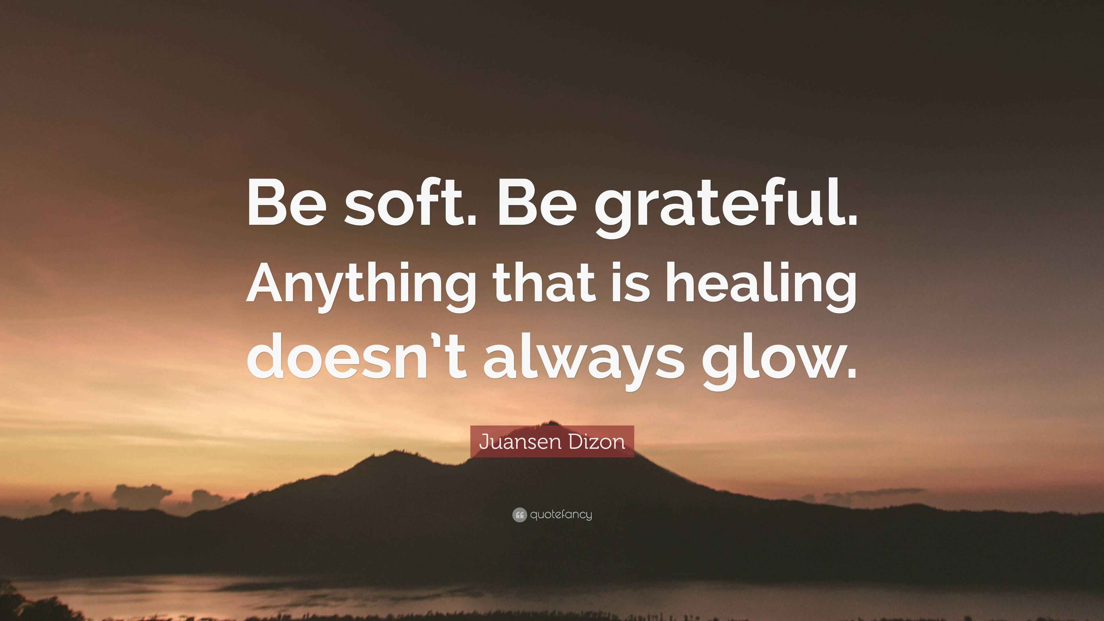 Juansen Dizon Quote: “Be soft. Be grateful. Anything that is healing ...