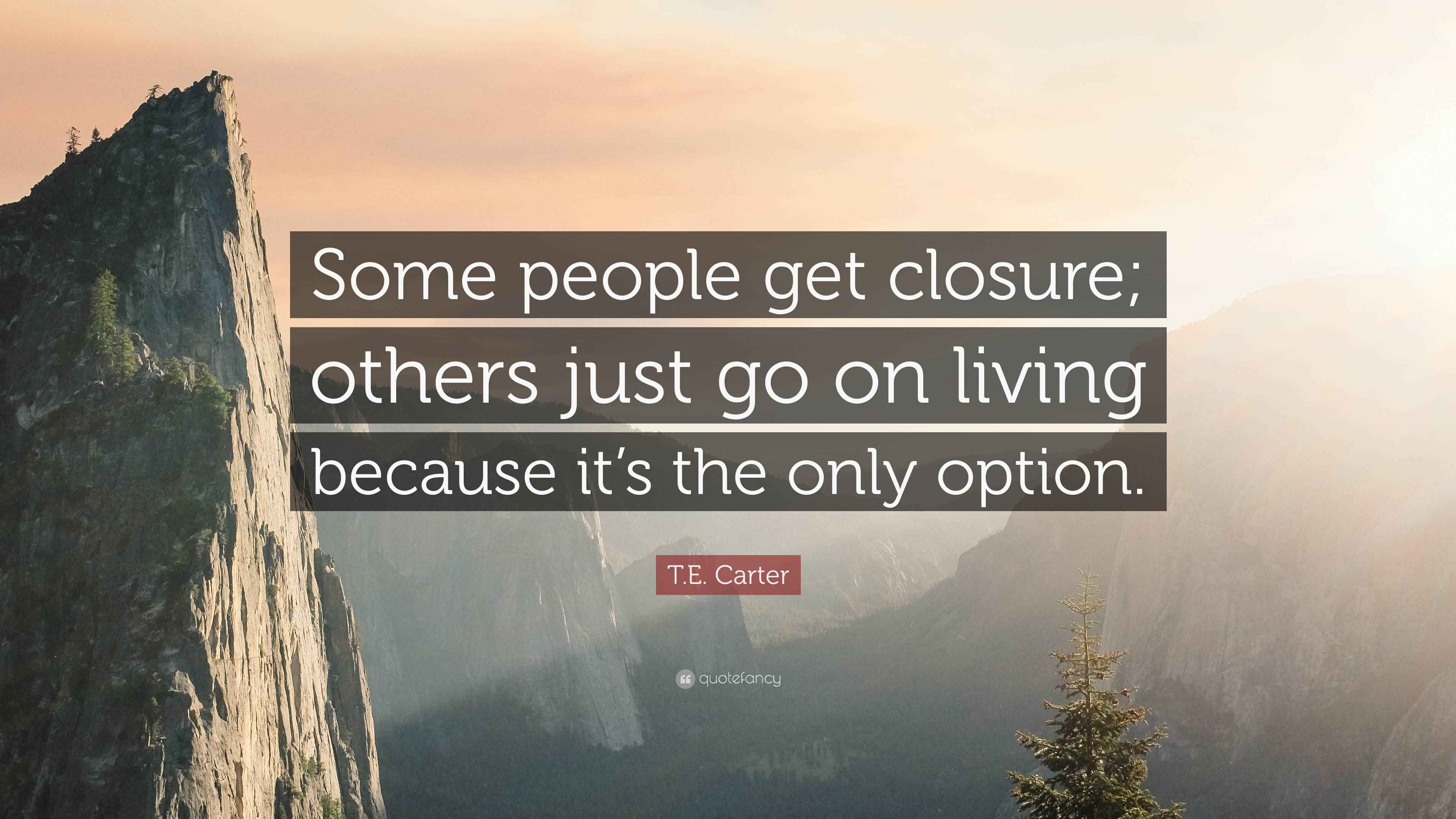 T.E. Carter Quote: “Some people get closure; others just go on living ...