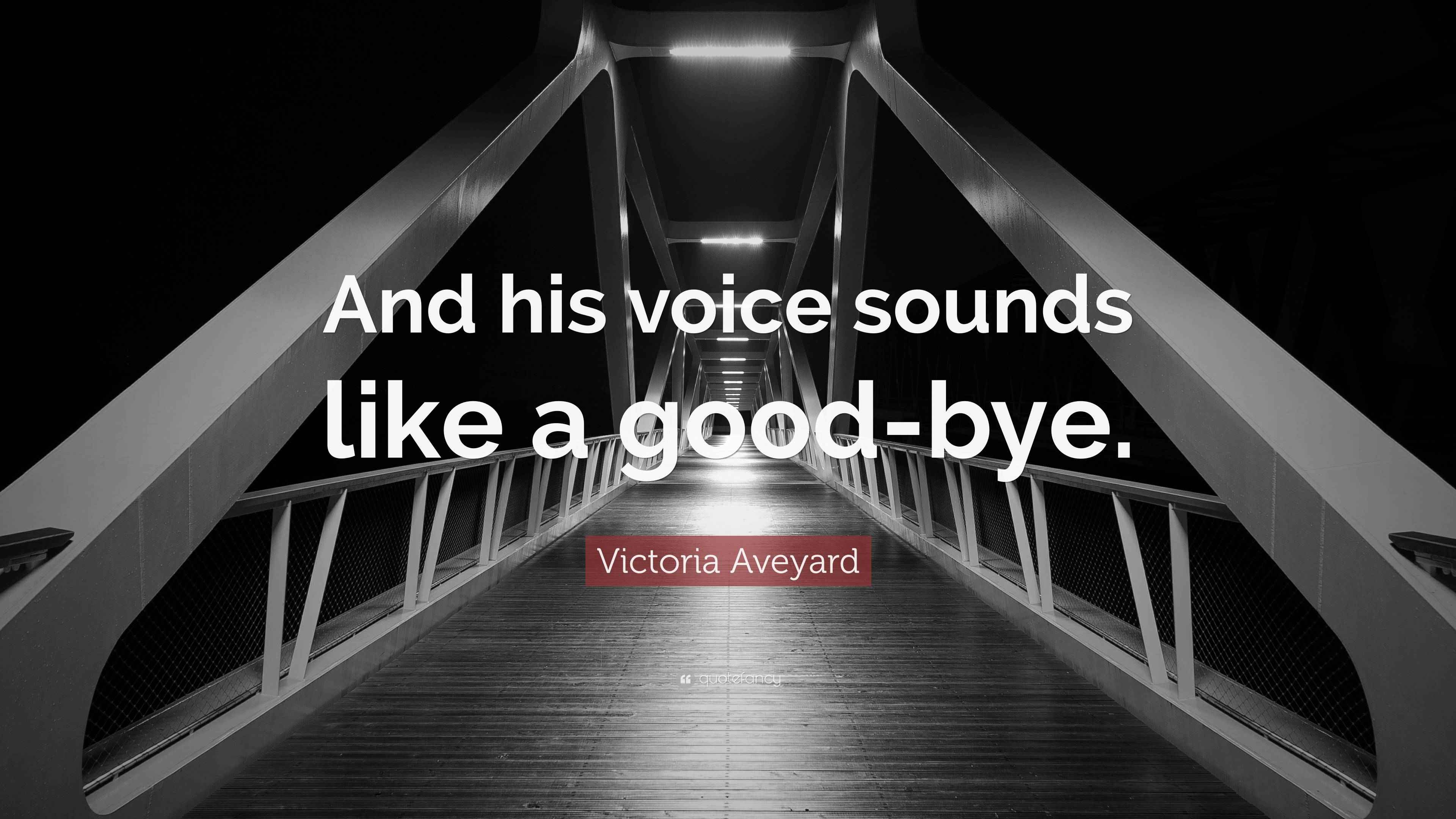 Victoria Aveyard Quote: “And his voice sounds like a good-bye.”