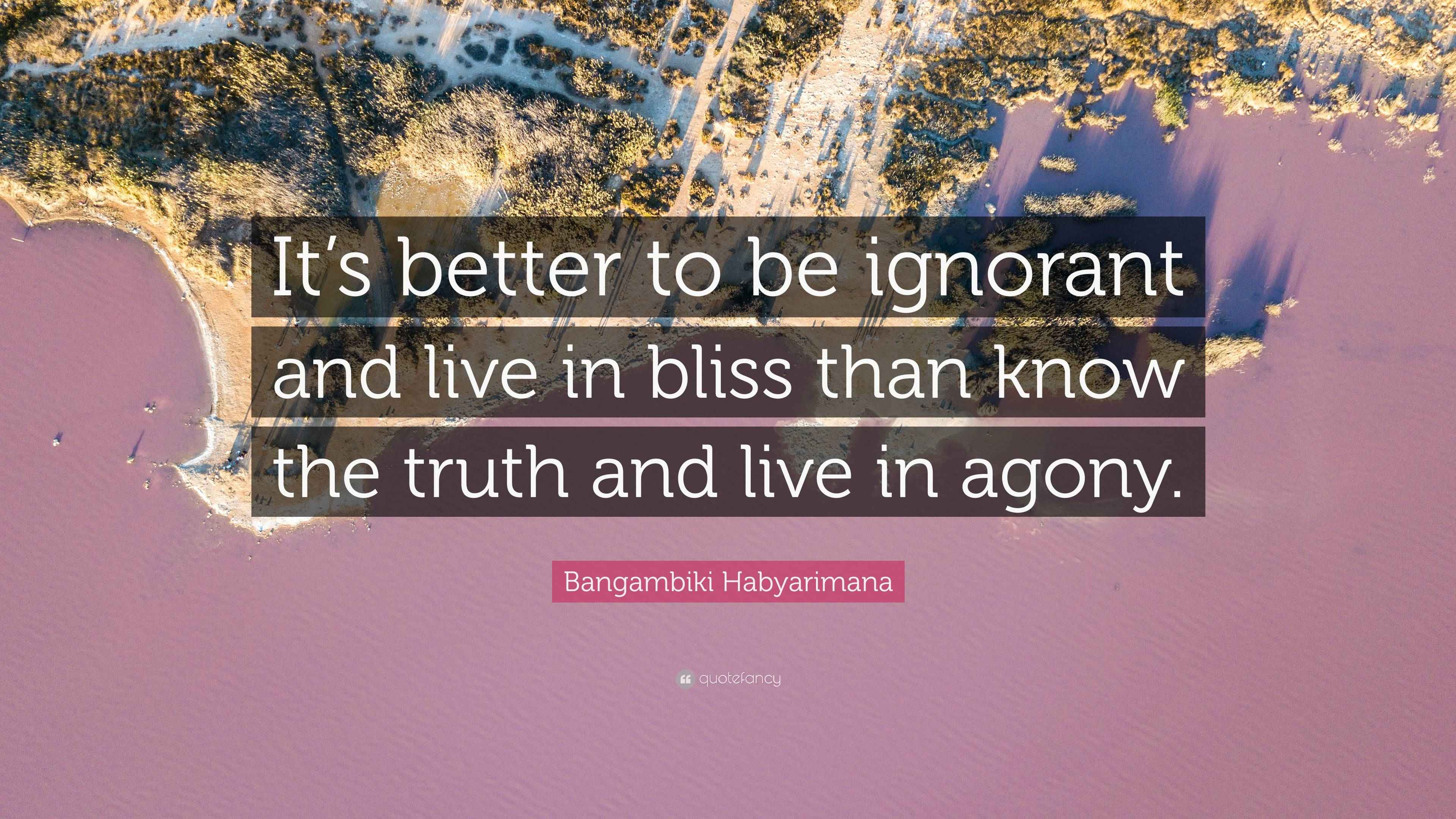 Bangambiki Habyarimana Quote: “It’s better to be ignorant and live in ...