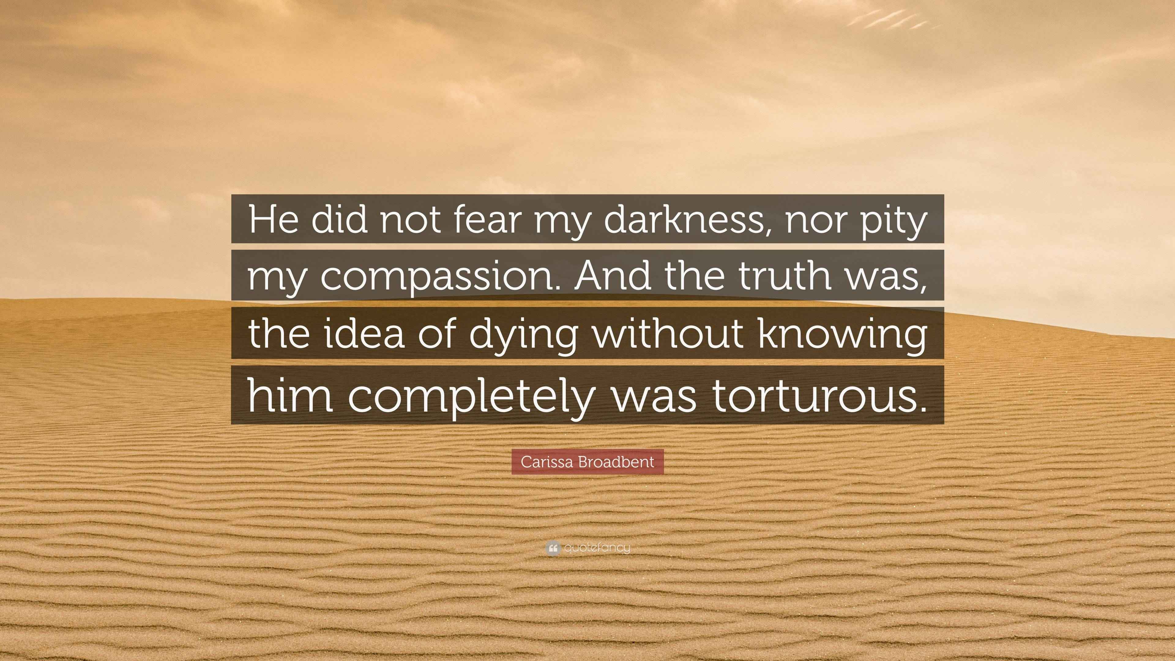 Carissa Broadbent Quote: “He did not fear my darkness, nor pity my ...