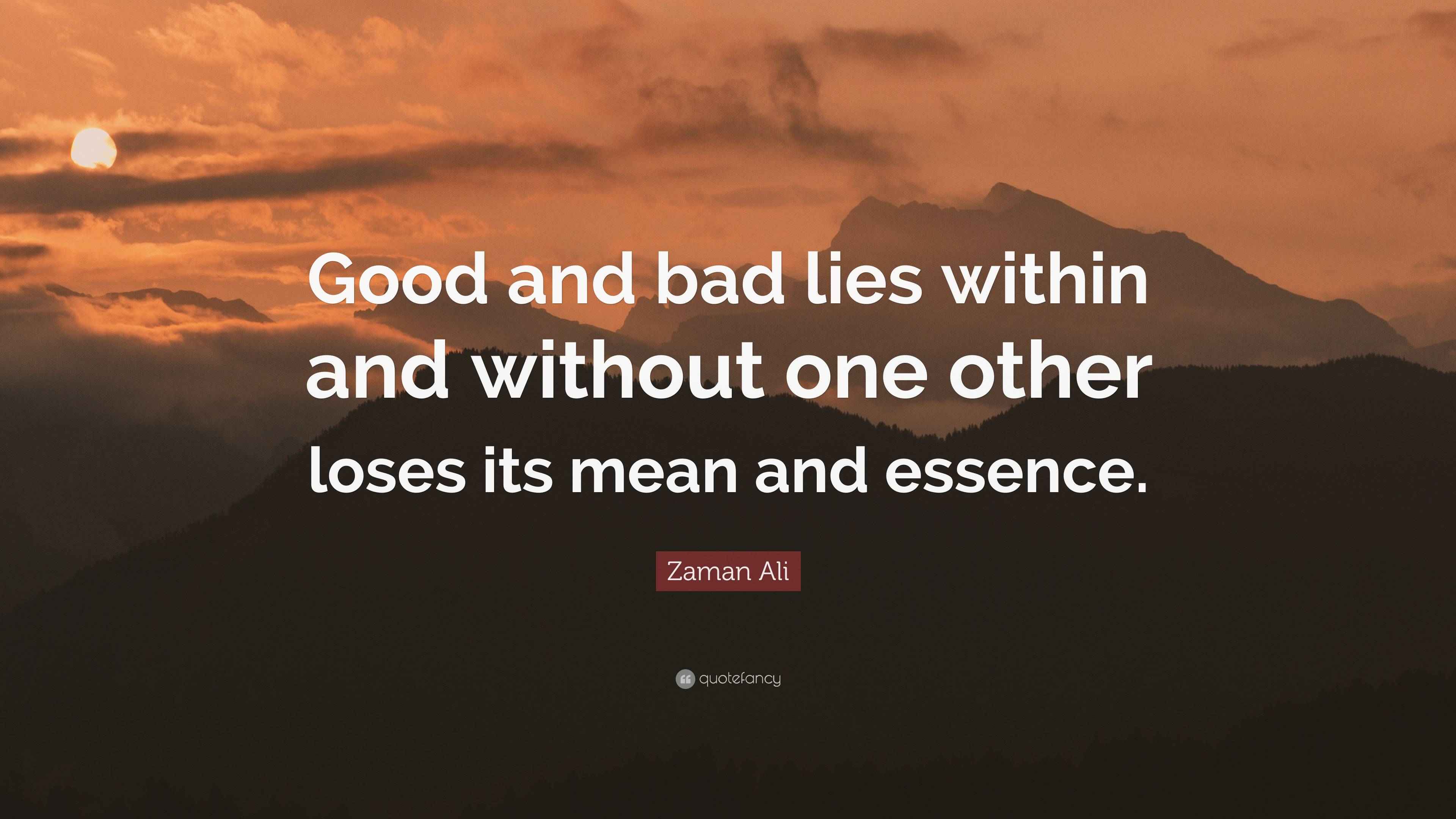 Zaman Ali Quote: “Good and bad lies within and without one other loses ...