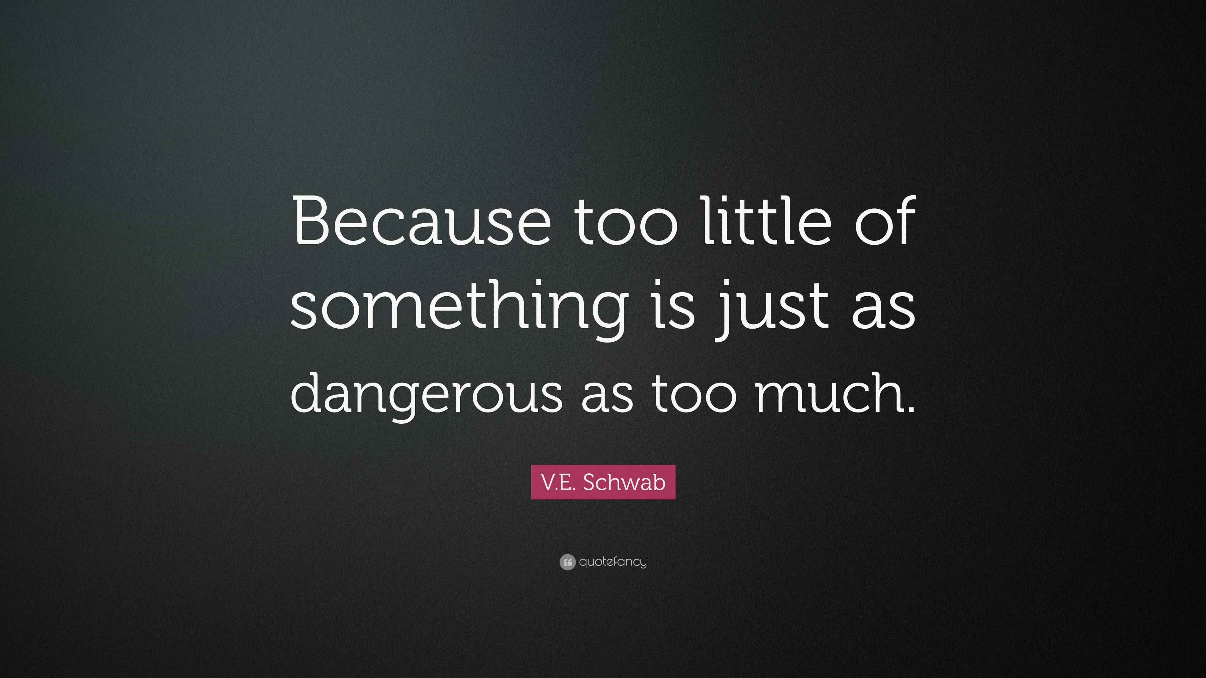 V.E. Schwab Quote: “Because too little of something is just as ...