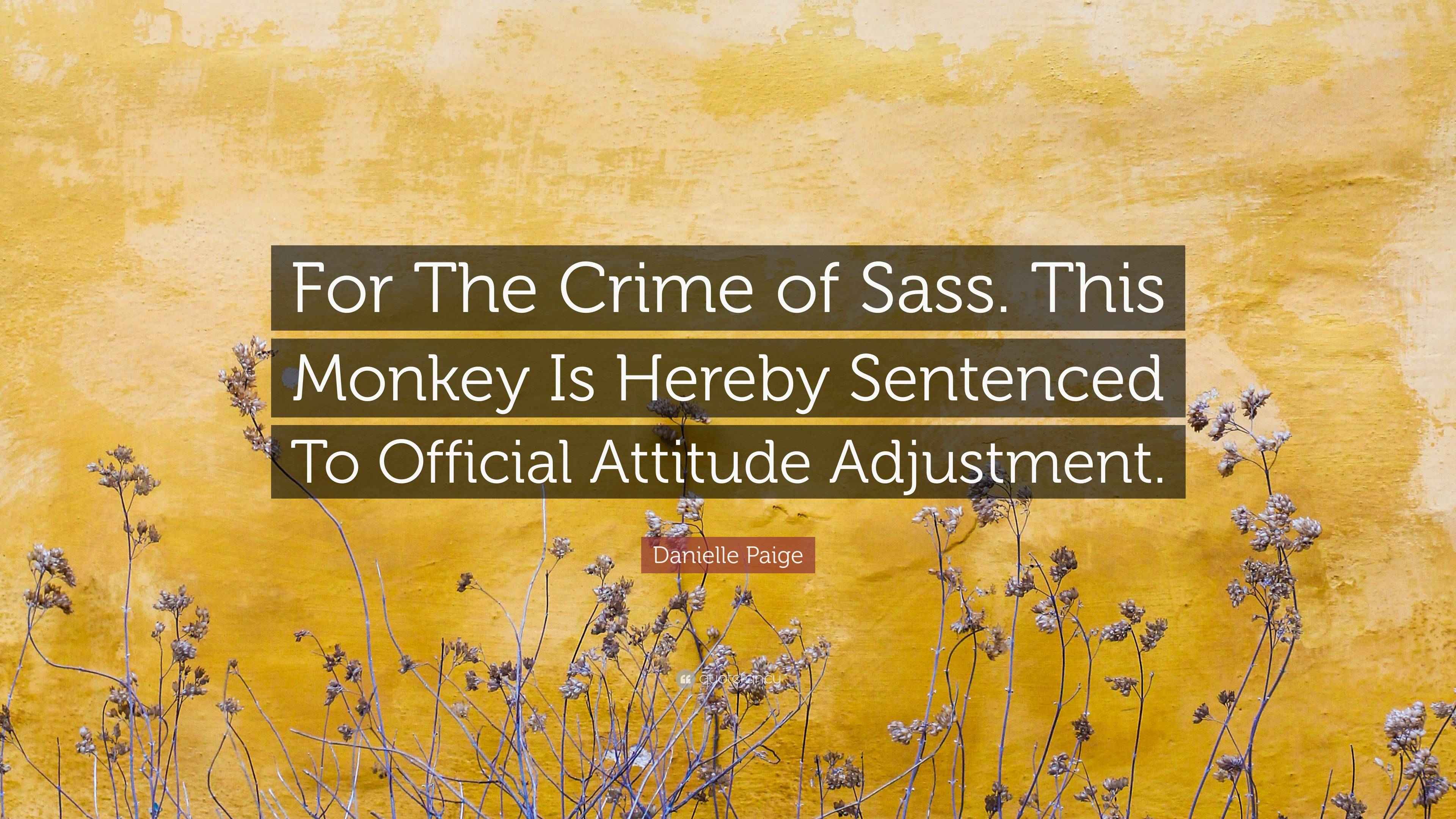 Danielle Paige Quote: “For The Crime of Sass. This Monkey Is Hereby ...