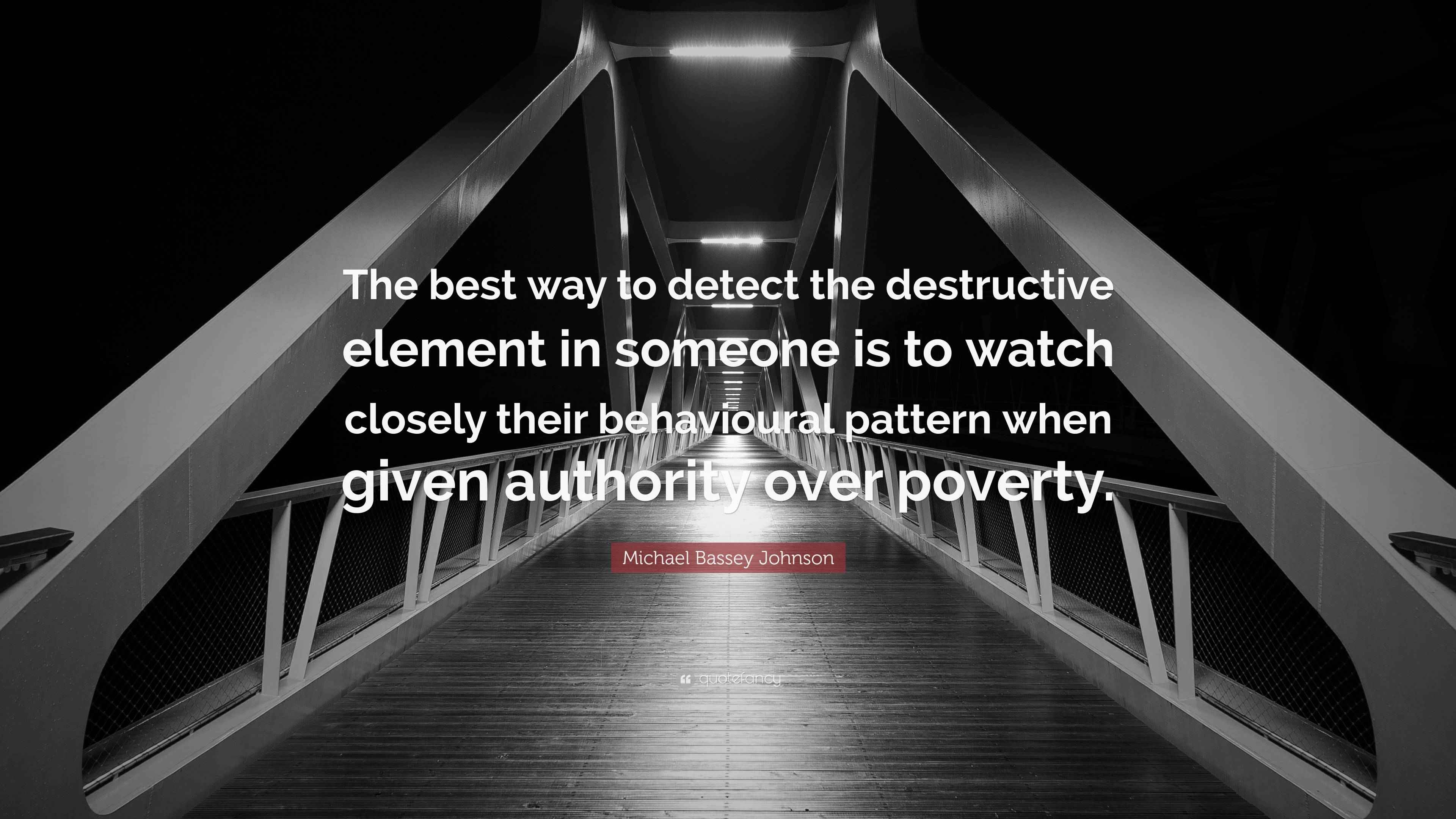 Michael Bassey Johnson Quote: “The best way to detect the destructive ...