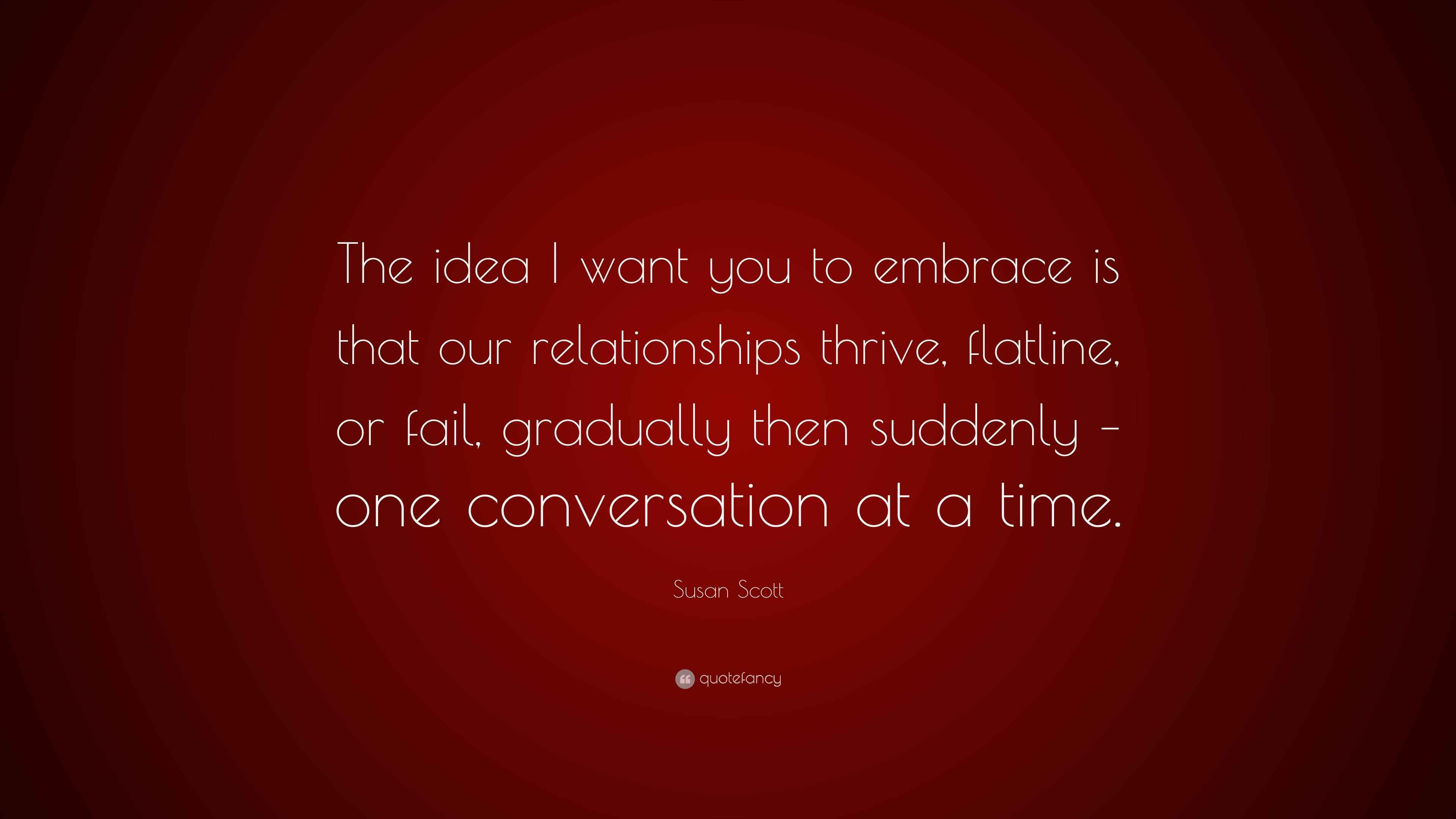 Susan Scott Quote: “The idea I want you to embrace is that our ...