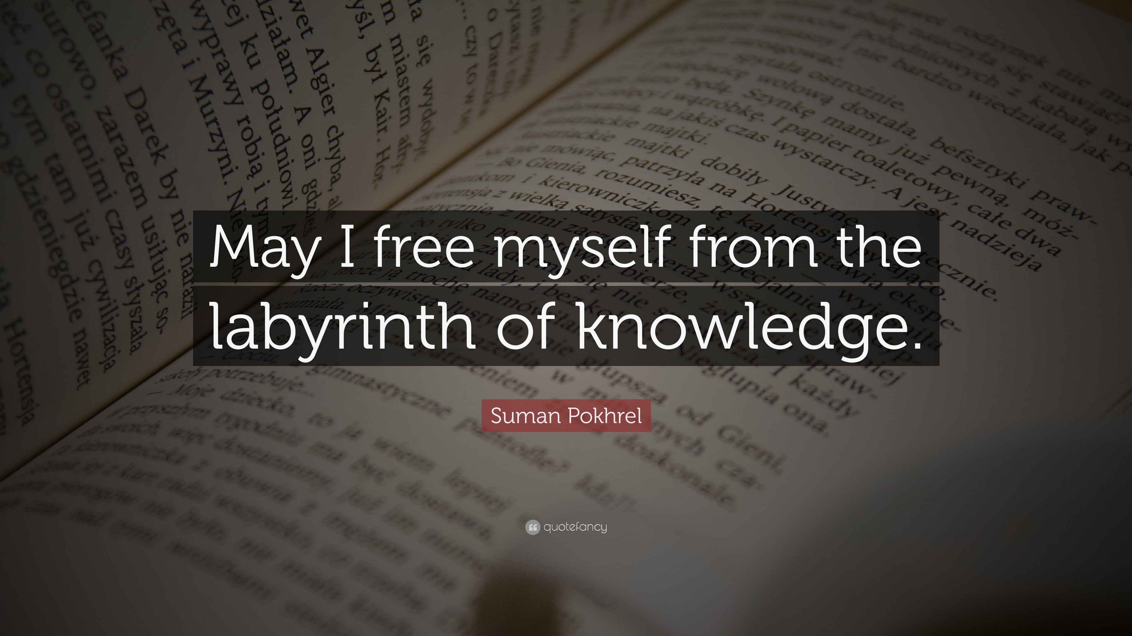 Suman Pokhrel Quote: “May I free myself from the labyrinth of knowledge.”