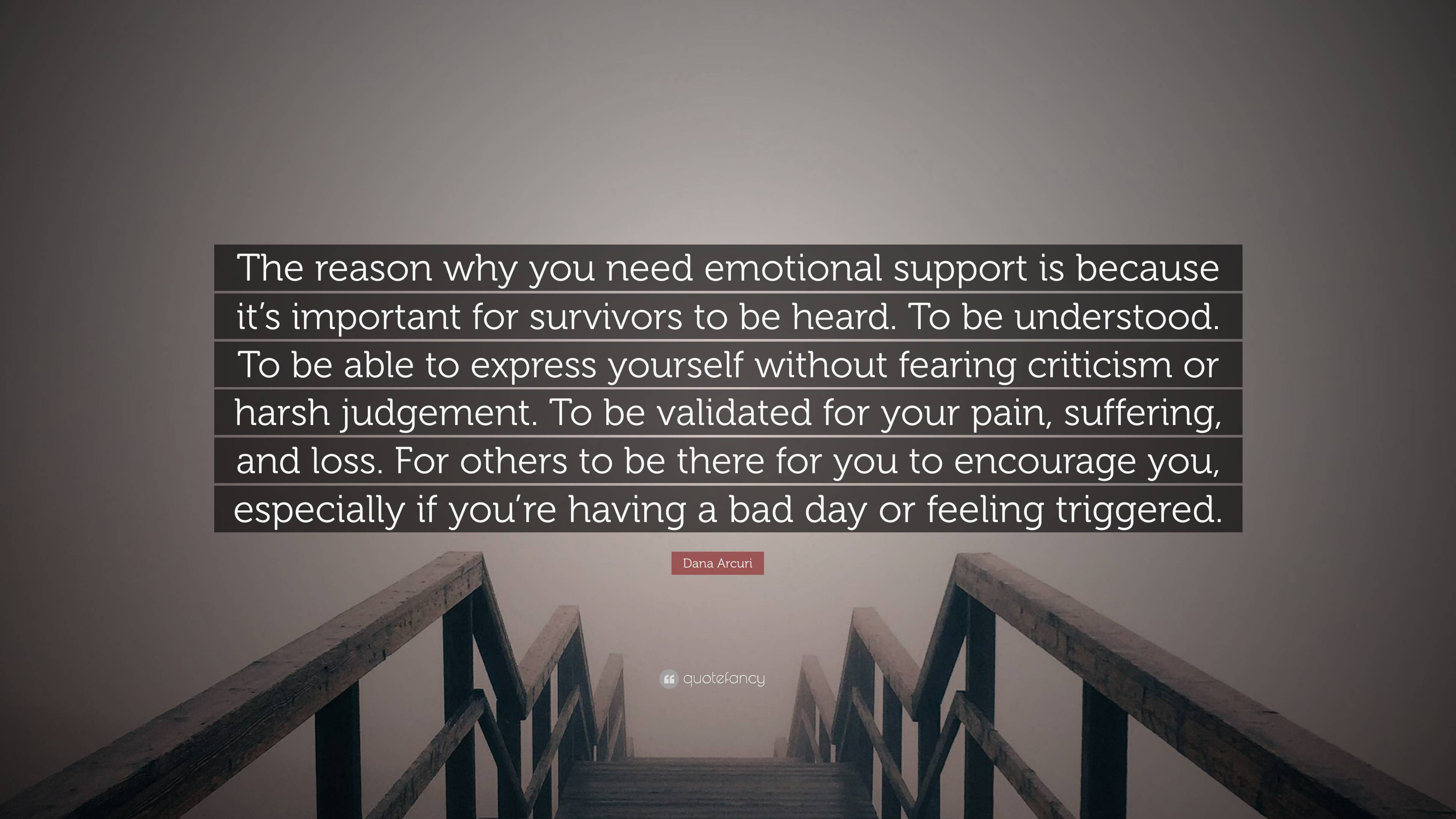 Dana Arcuri Quote: “The reason why you need emotional support is ...