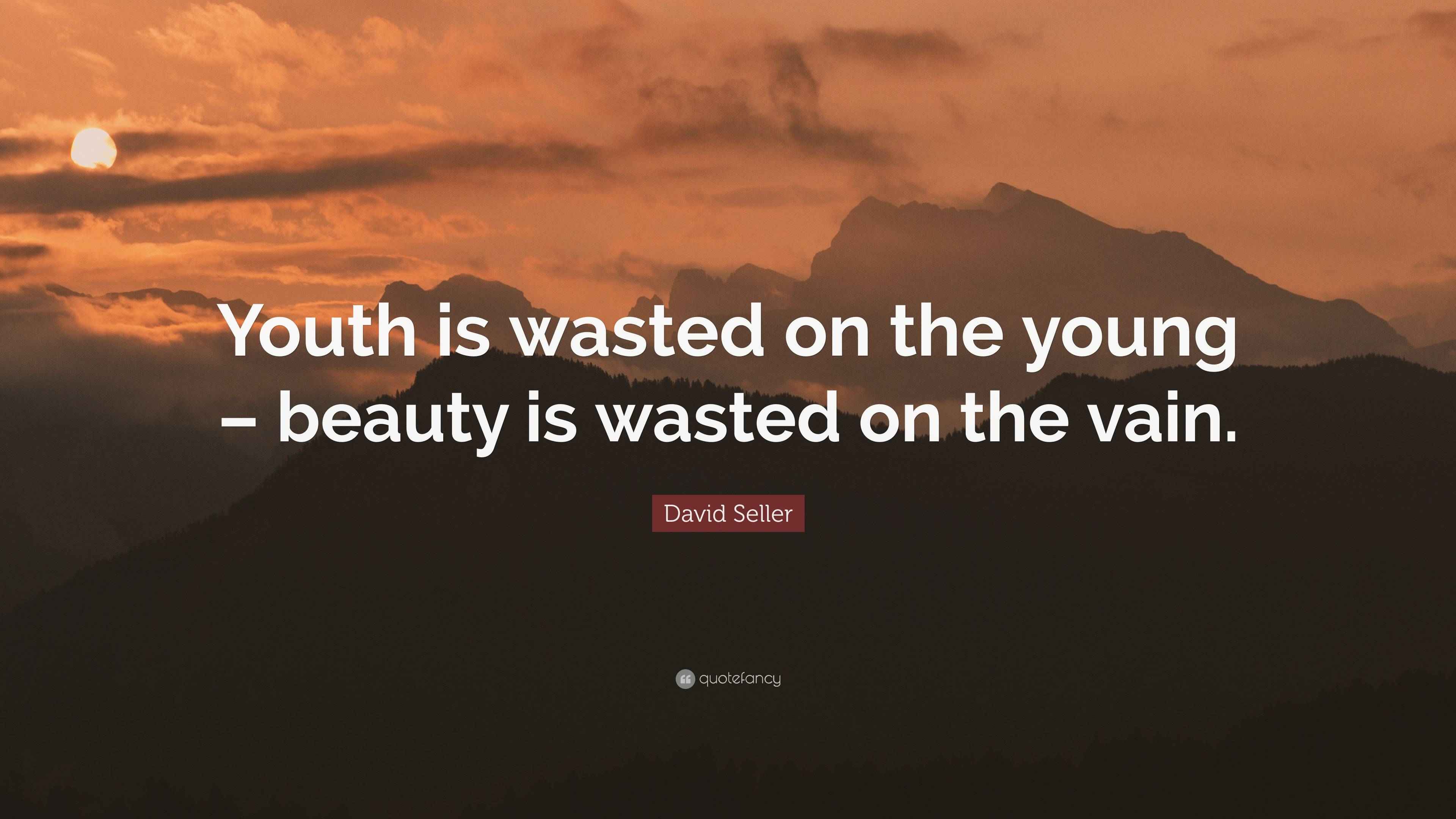 David Seller Quote: “Youth is wasted on the young – beauty is wasted on ...