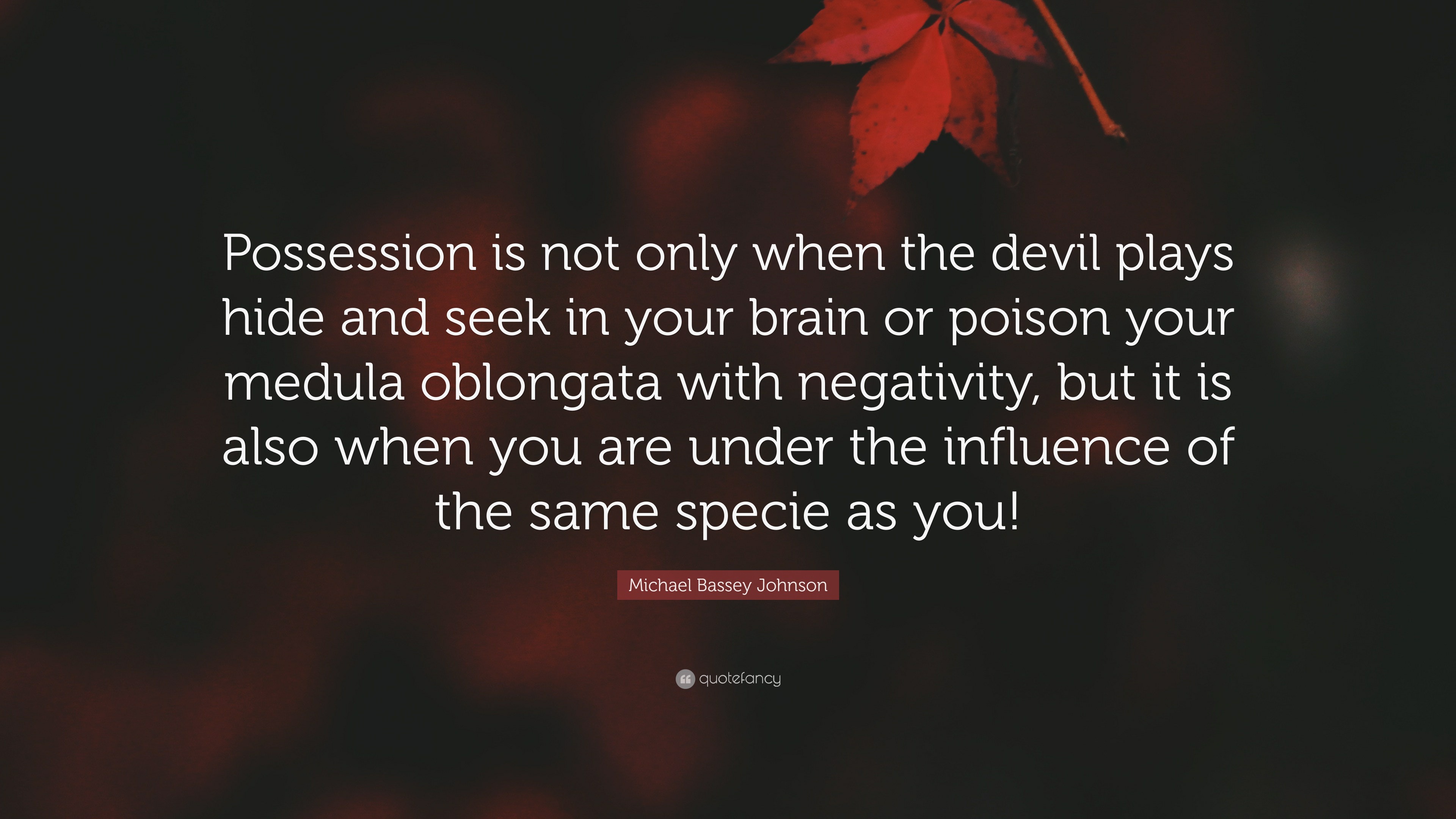 Michael Bassey Johnson Quote: “Possession is not only when the devil ...